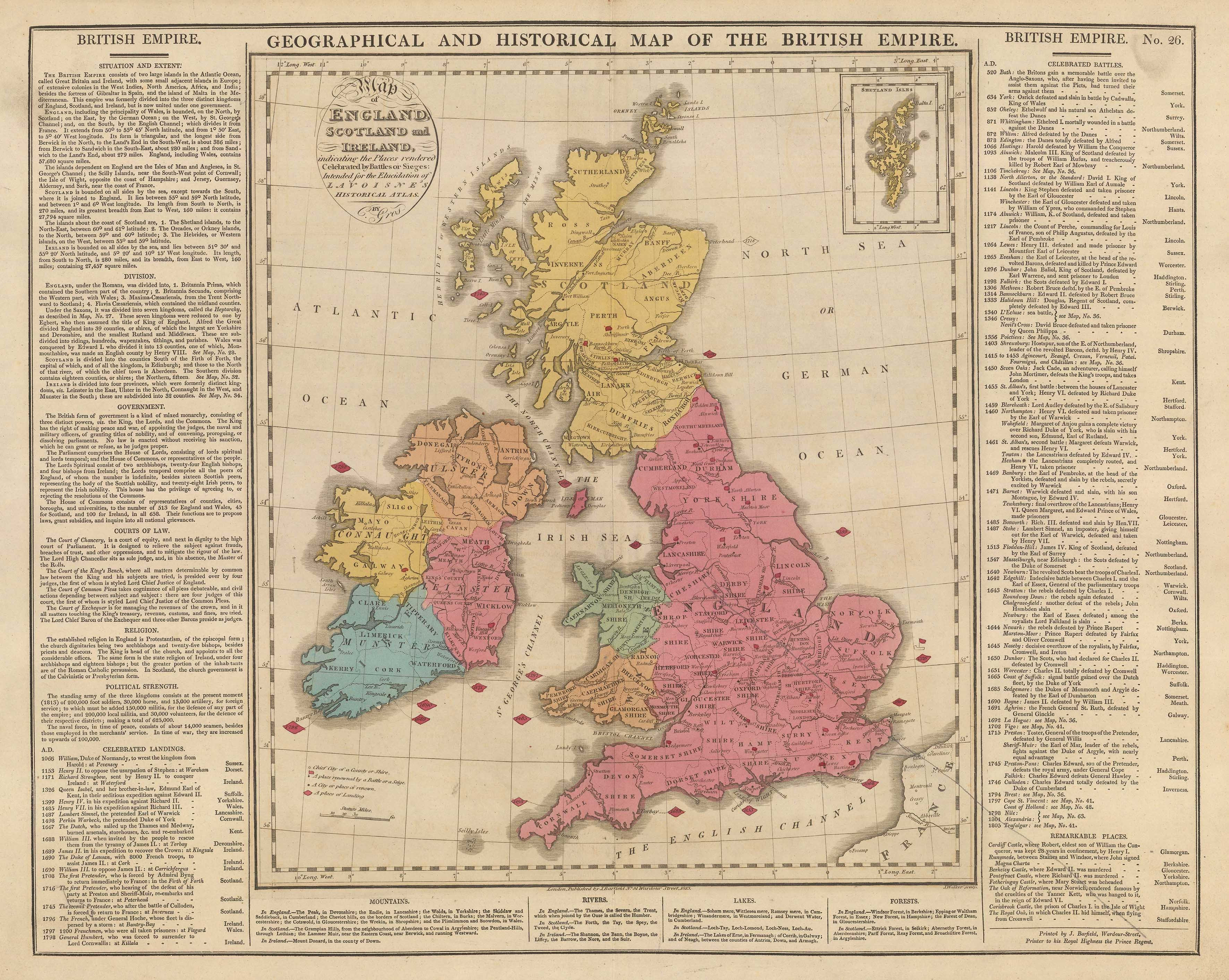 C.V. Lavoisne, Geographical and Historical Map of Britain, 1813 | The ...