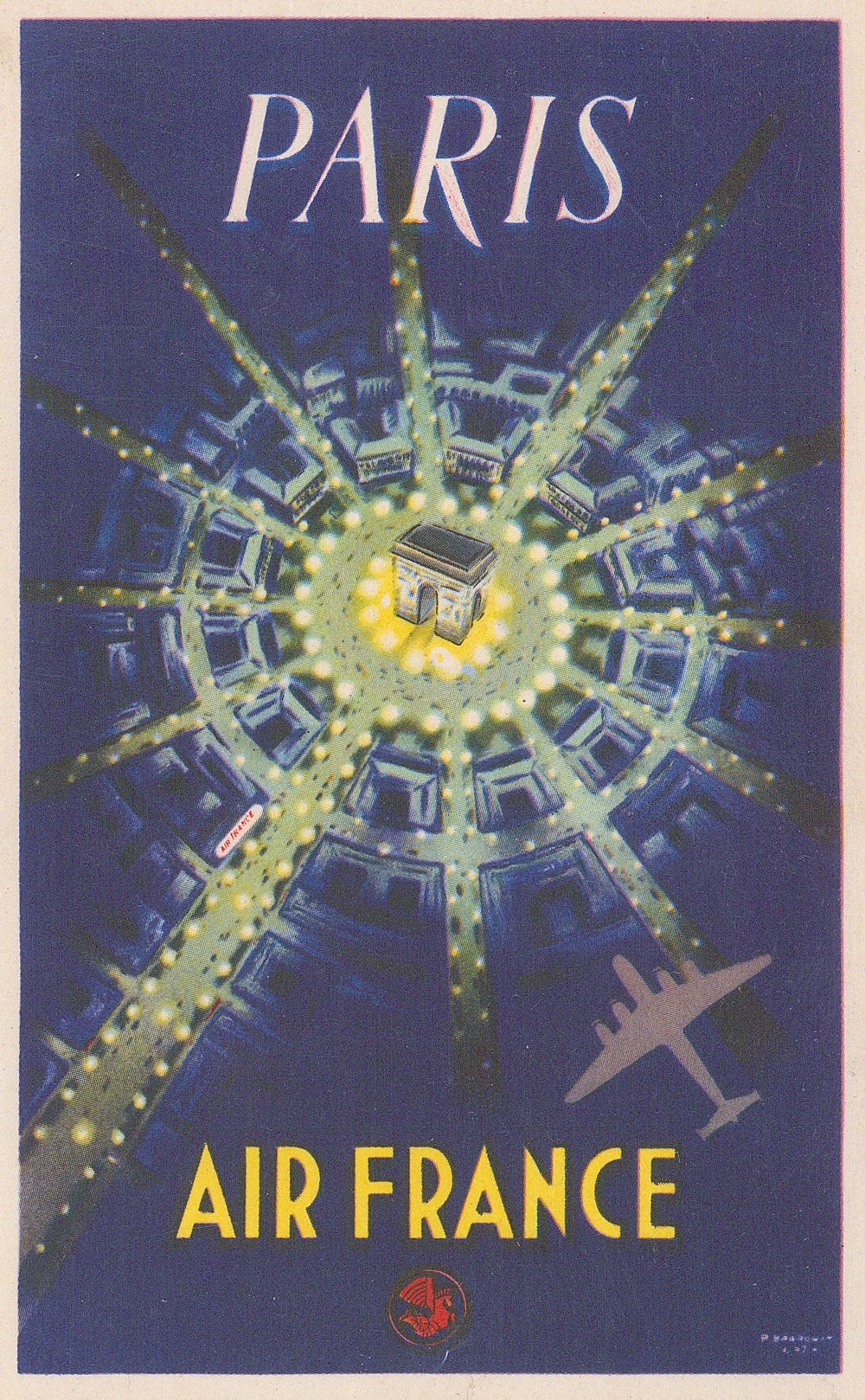 Air France, Air France Postcard - Paris, 1947 (c.) | The Map House