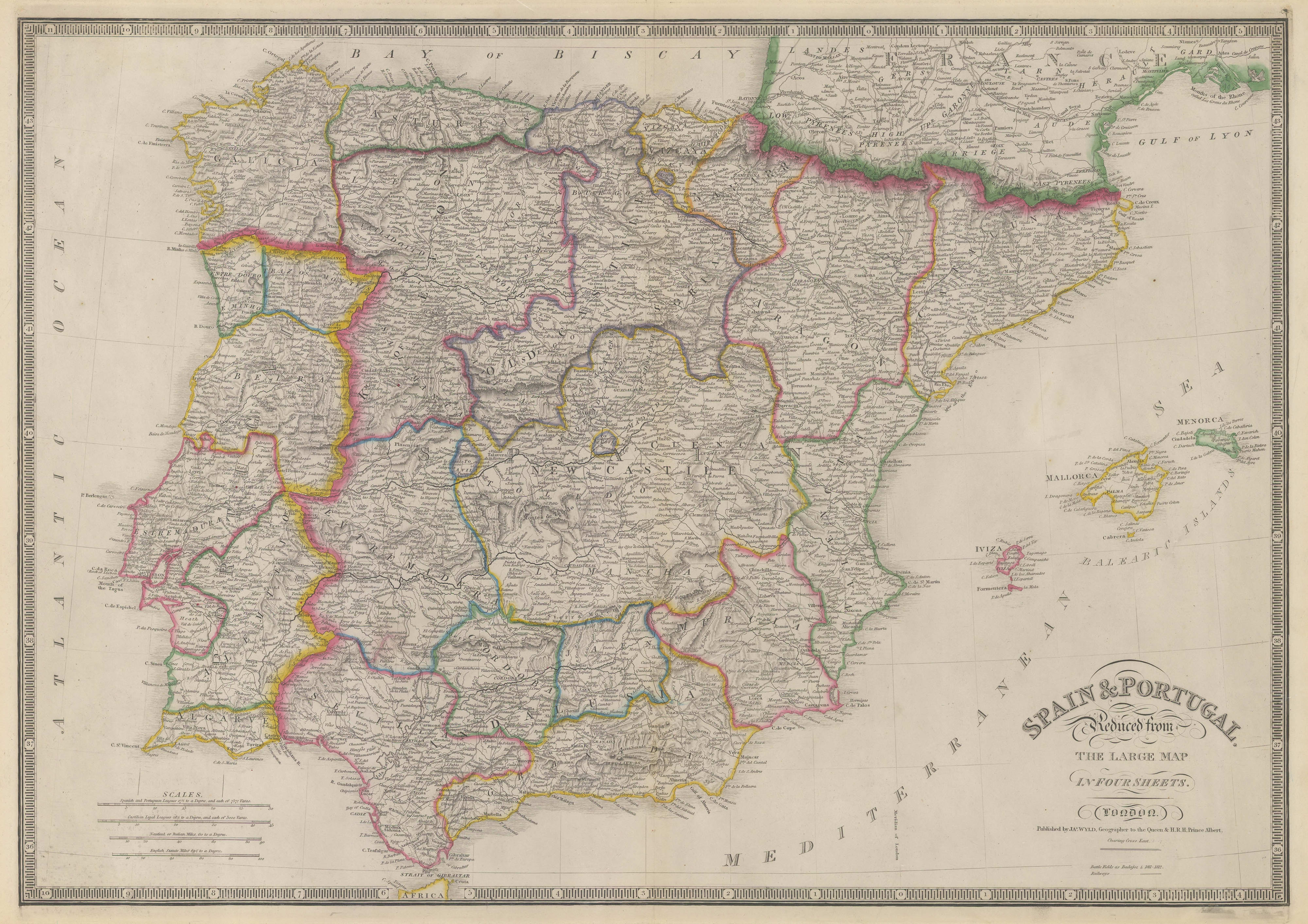 James Wyld, Spain and Portugal, 1850 c. | The Map House