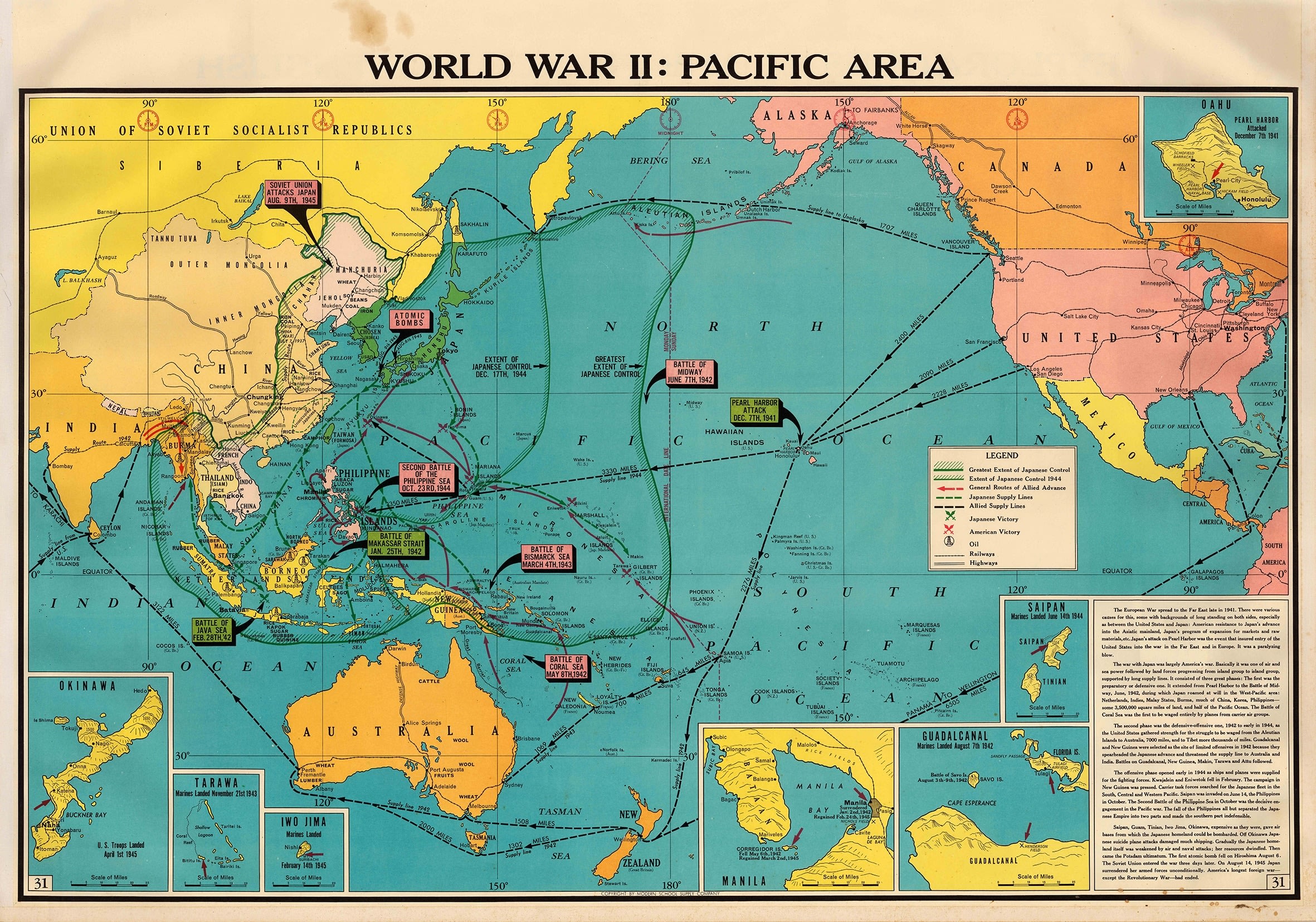 Franklin Scott, World War II: Pacific Area, 1954 | The Map House