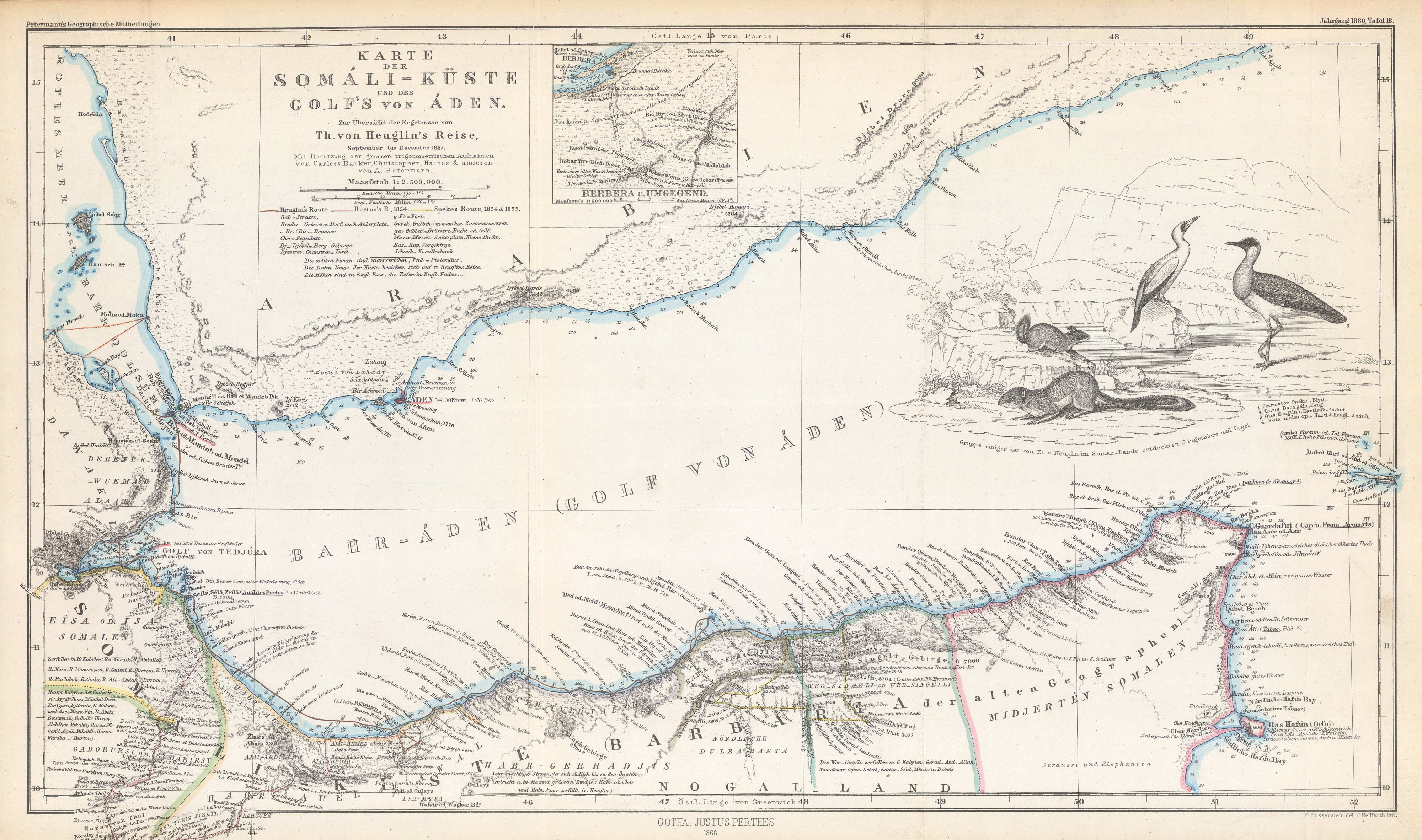 Justus Perthes, Gulf of Aden, 1860 | The Map House