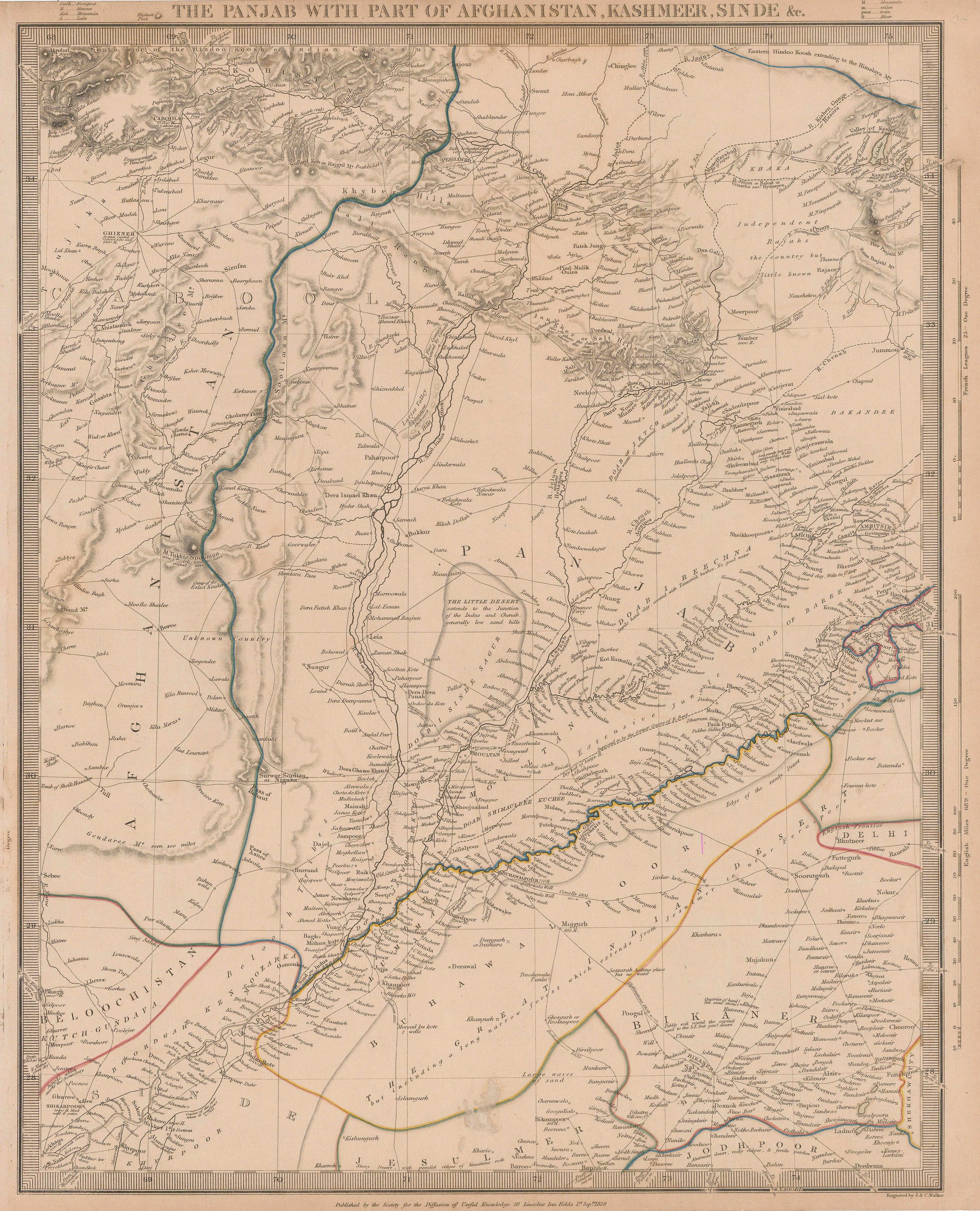 Society for the Diffusion of Useful Knowledge (SDUK), Punjab & the Sikh Empire, 1844 | The Map House