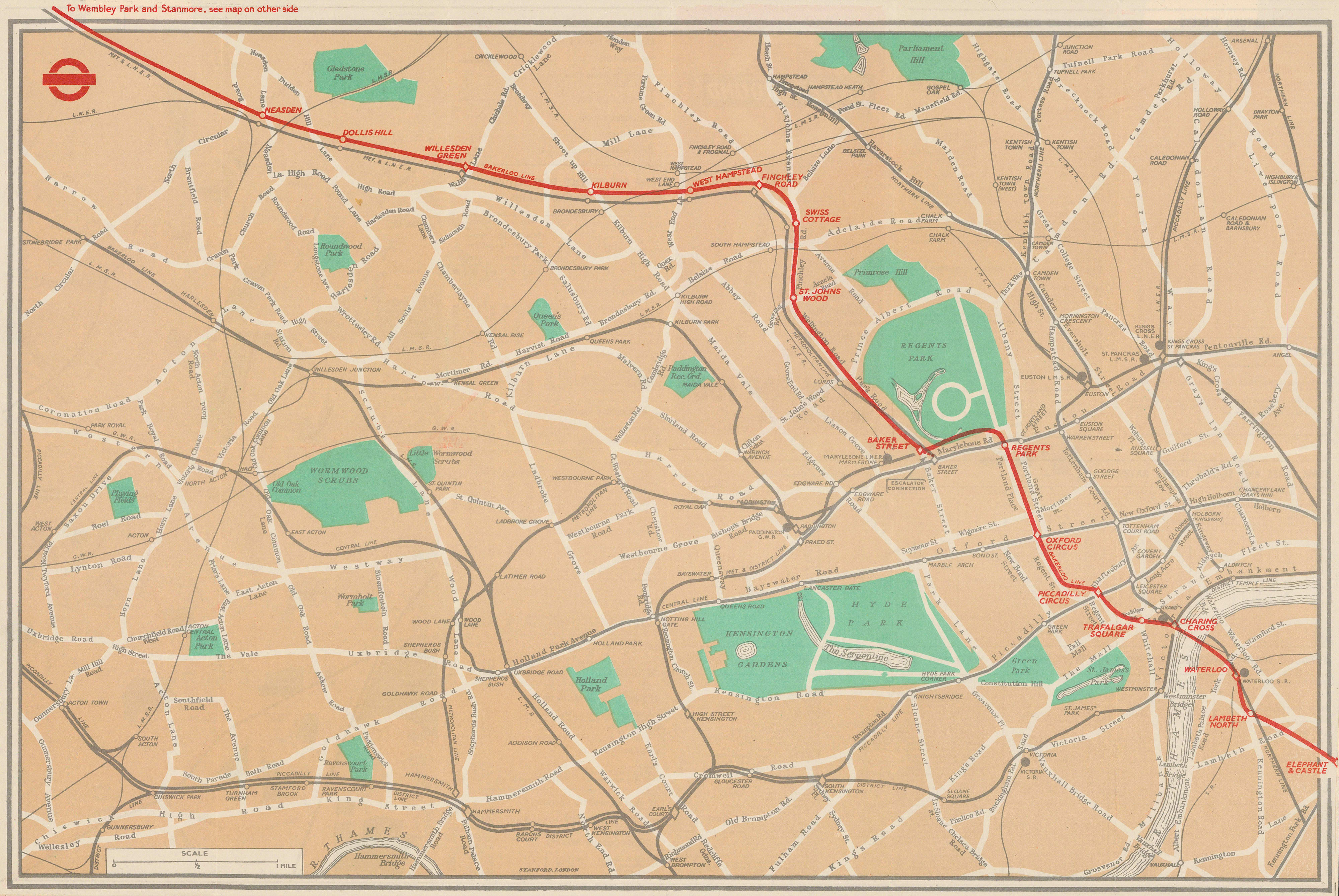 London Underground, Bakerloo Line Extension, 1939 | The Map House