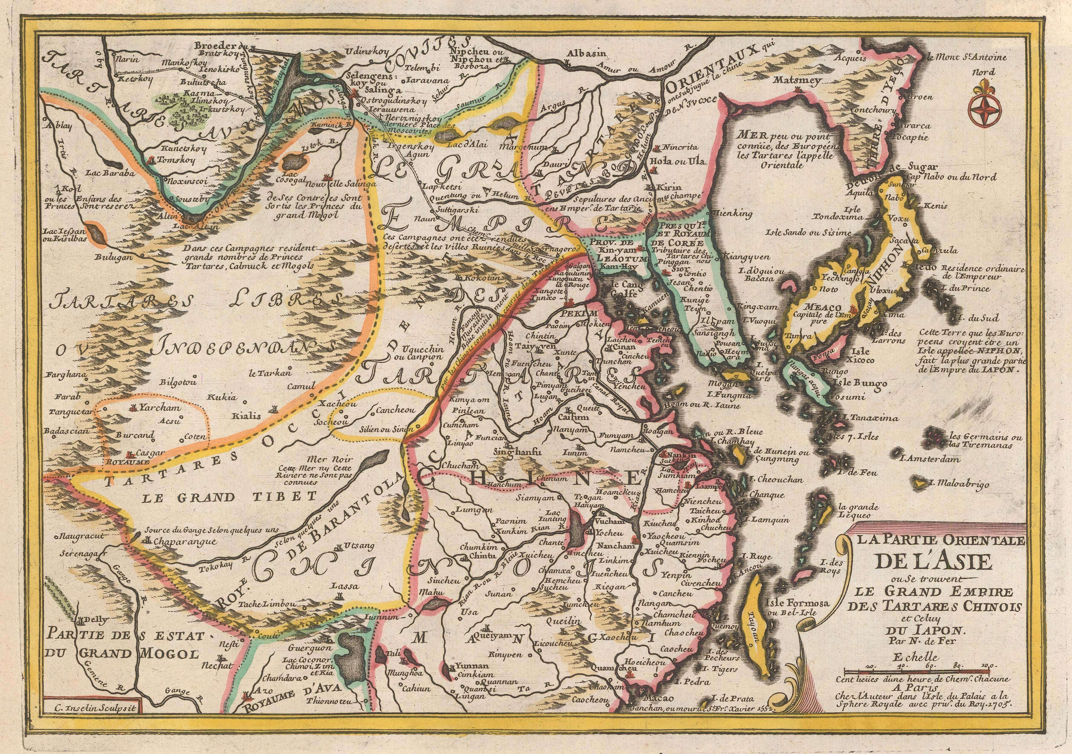 Nicolas de Fer, Tartar Empire, China, Japan and Kingdom of Korea, 1705 ...