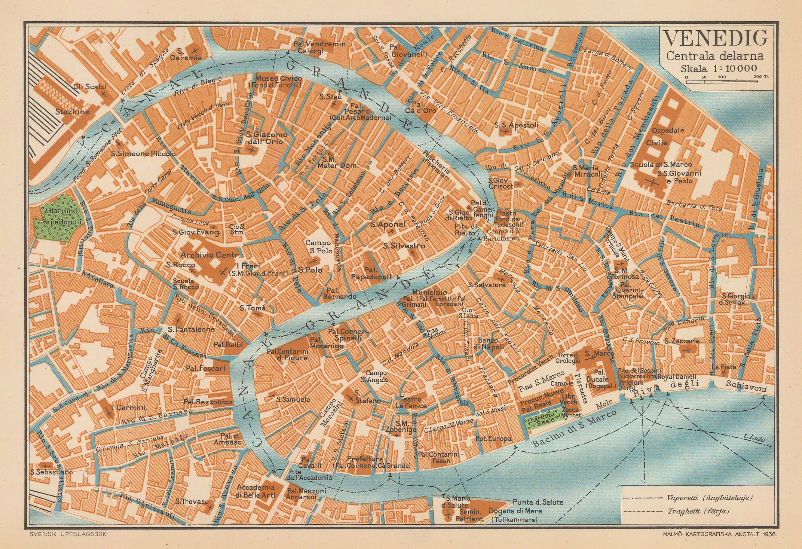 Malmö Kartografiska Anstalt, Central Venice, 1935 c | The Map House