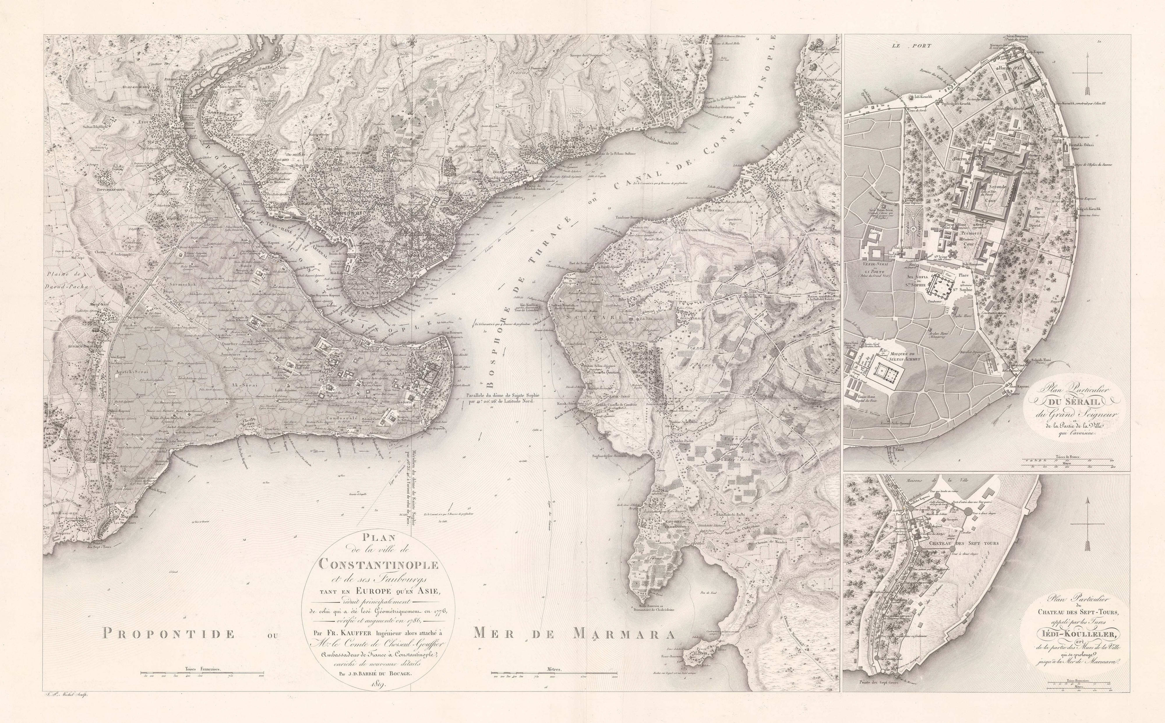 Antoine-Ignace Melling, French plan of Istanbul (Constantinople), 1819 ...