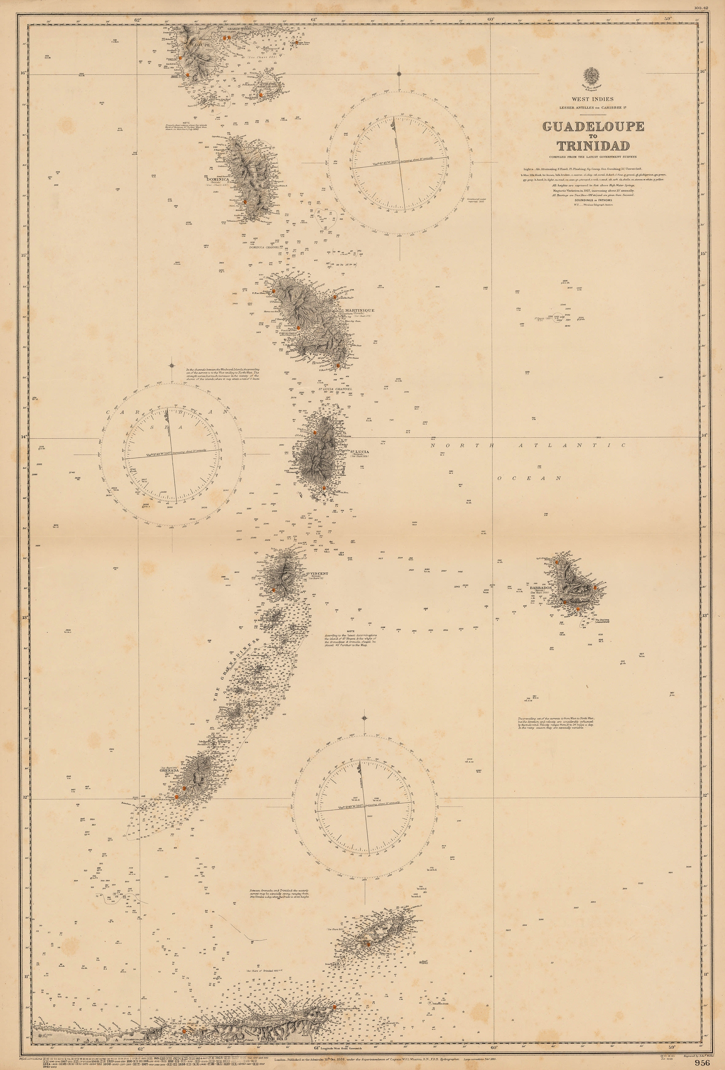 British Admiralty, Chart of the Windward Islands from Guadeloupe to ...