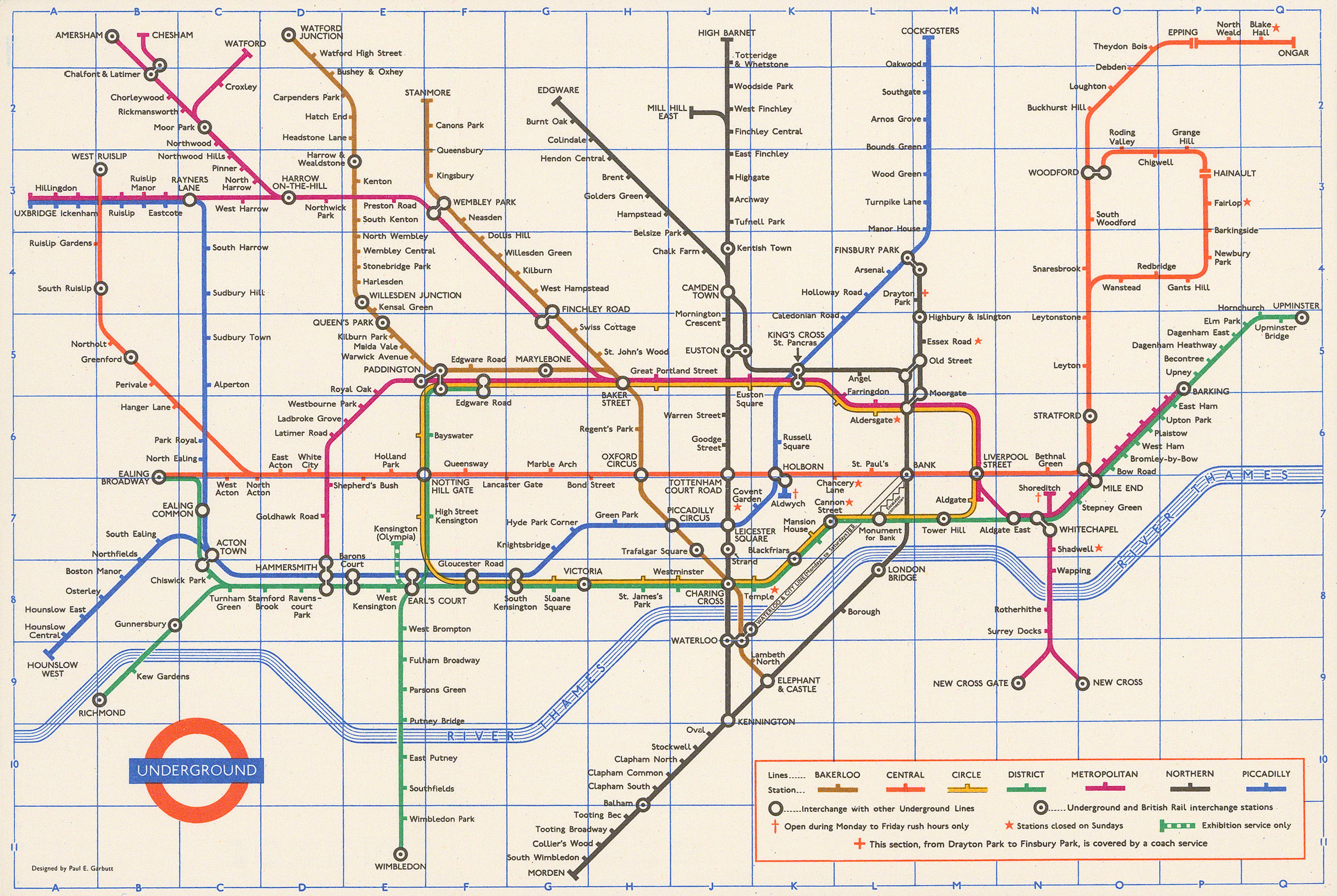 Paul E. Garbutt, London Underground Map, 1968 | The Map House