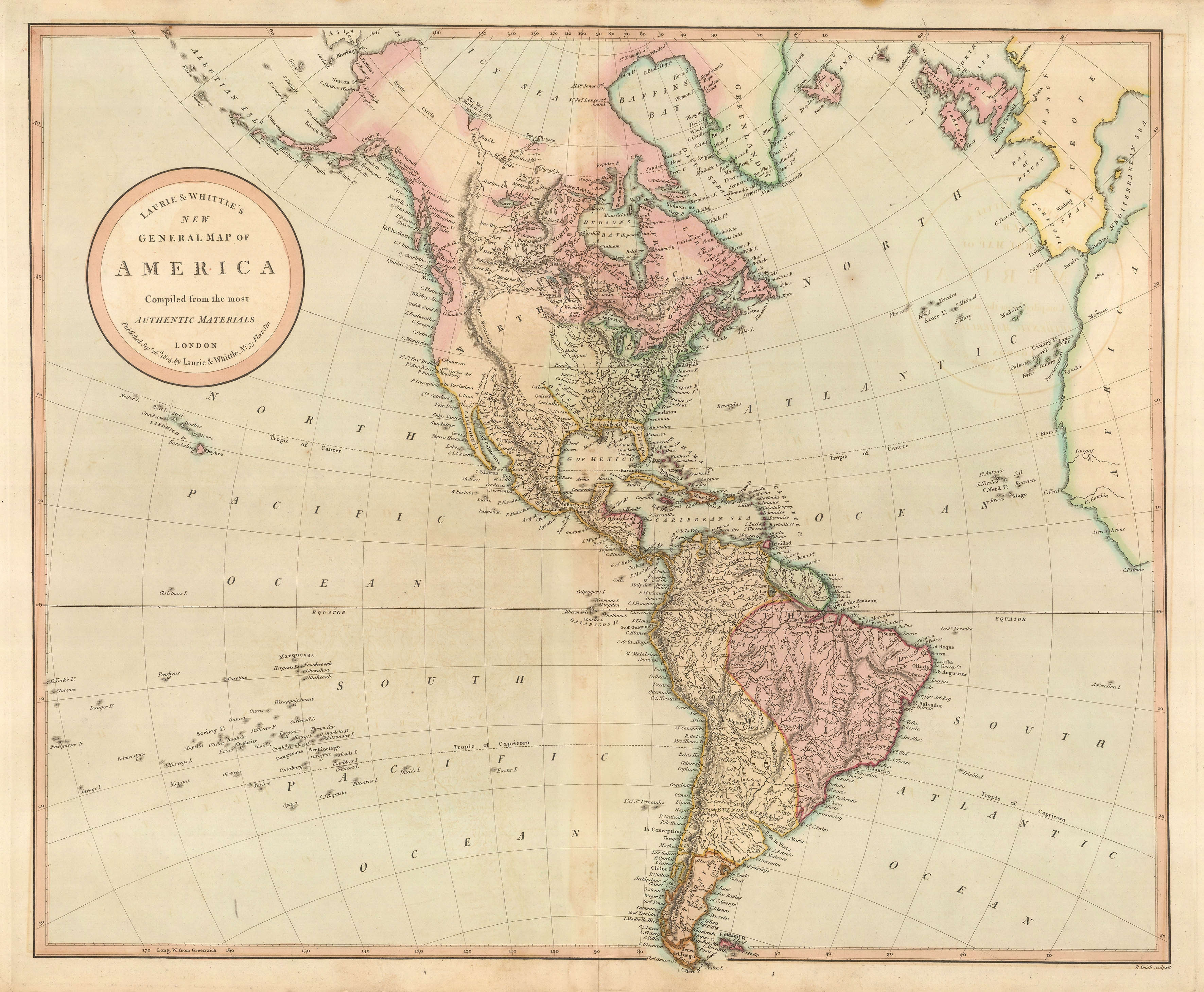 Laurie & Whittle, New General Map of America, 1805 | The Map House