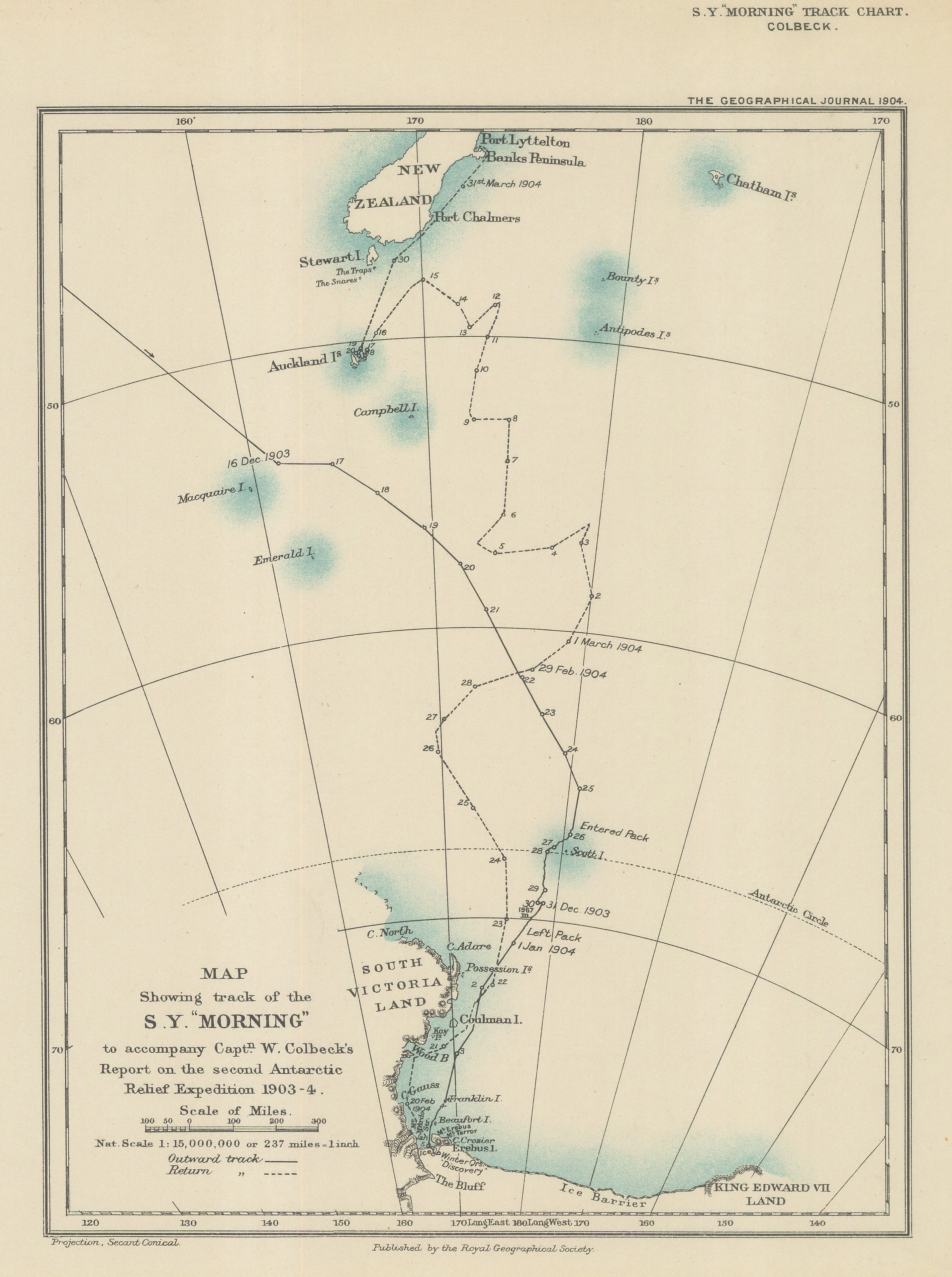 Royal Geographical Society (RGS), Map Showing Track of the S.Y ...