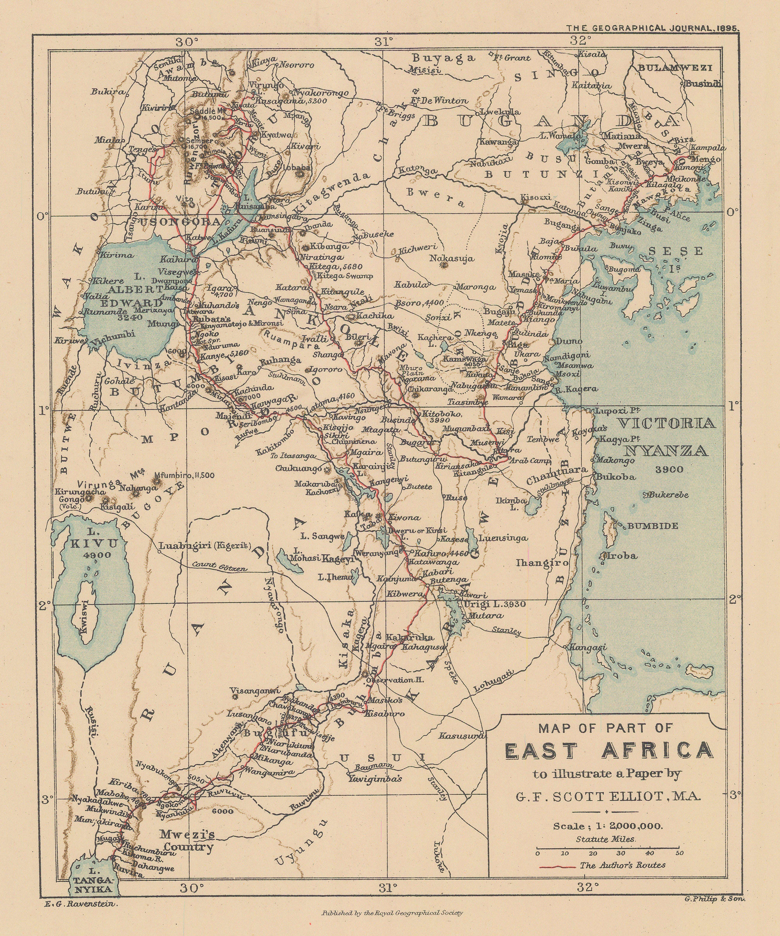 Royal Geographical Society (RGS), Map of Part of East Africa, 1895 ...