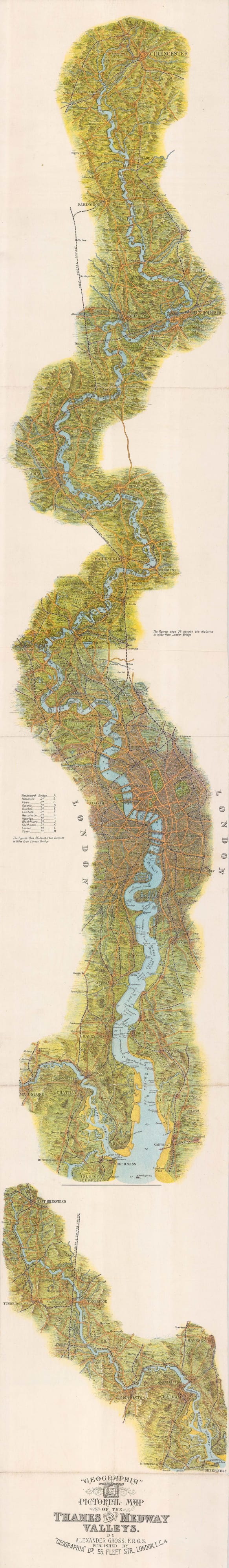 Alexander Gross, Pictorial Map of the Thames and Medway, 1925 c. | The ...
