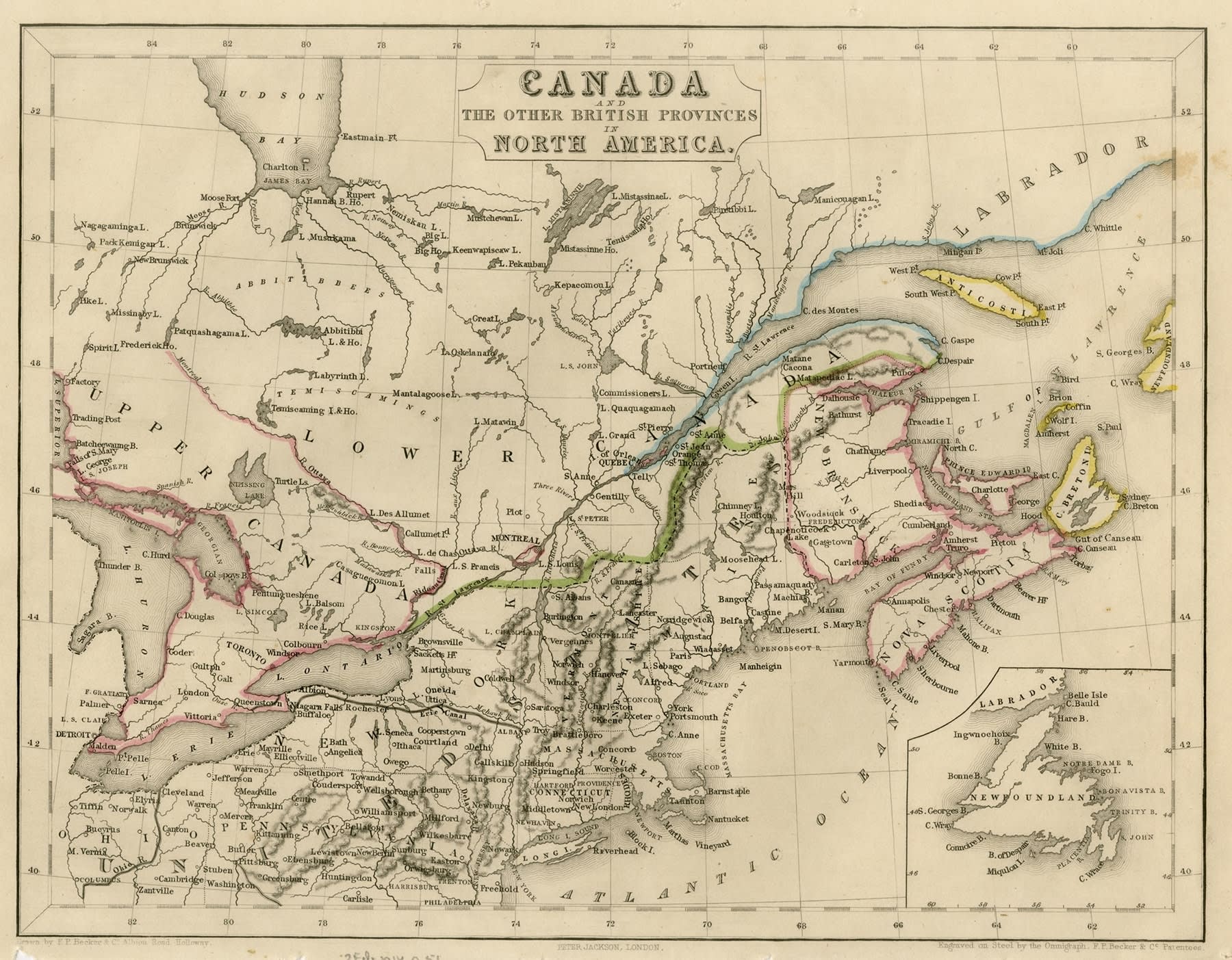 Peter Jackson, Eastern Canada, 1850 c. | The Map House