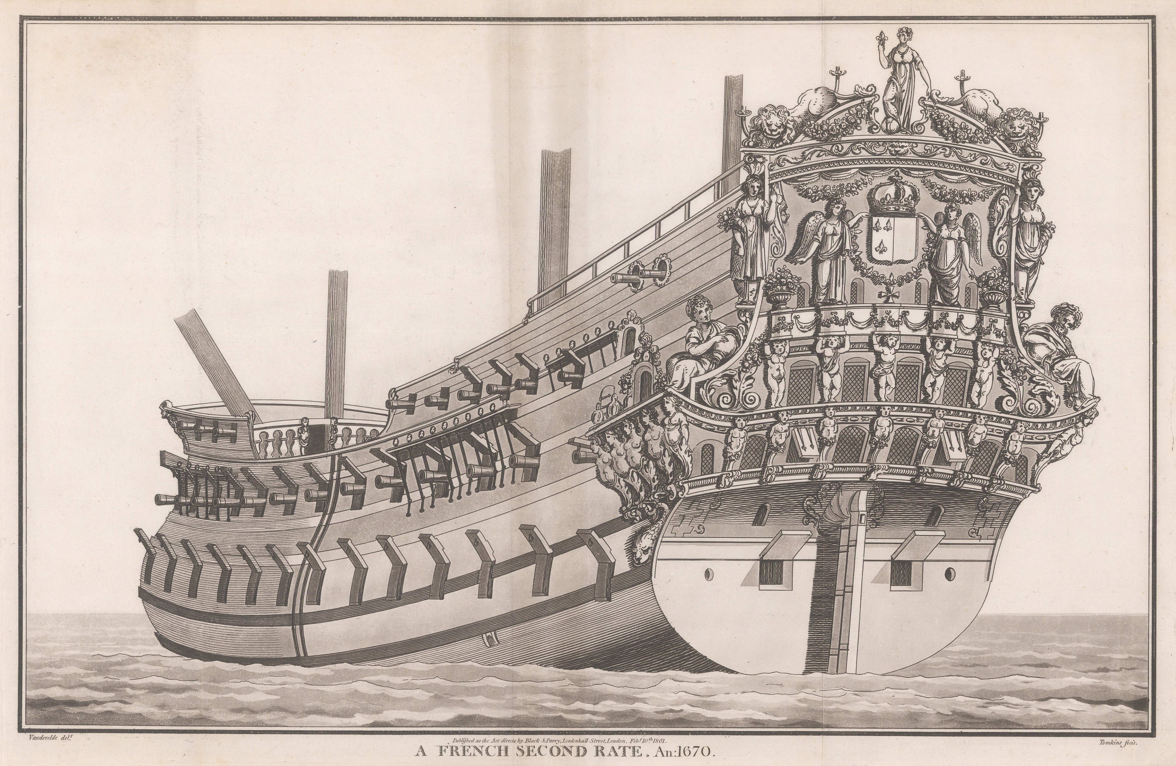 John Charnock, Ships - French Second Rate, 1801 | The Map House