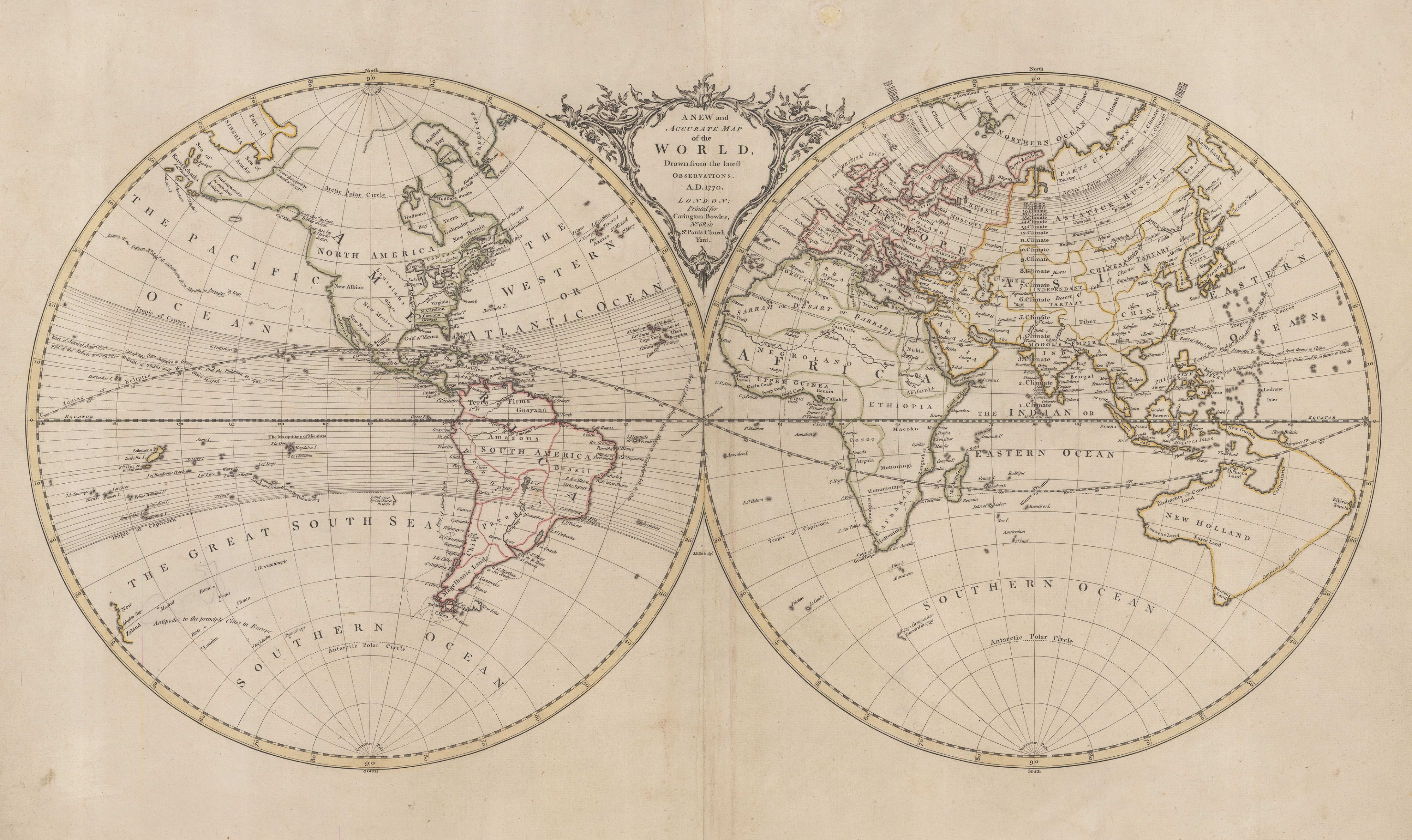 Carington Bowles, A New and Accurate Map of the World Drawn from the ...