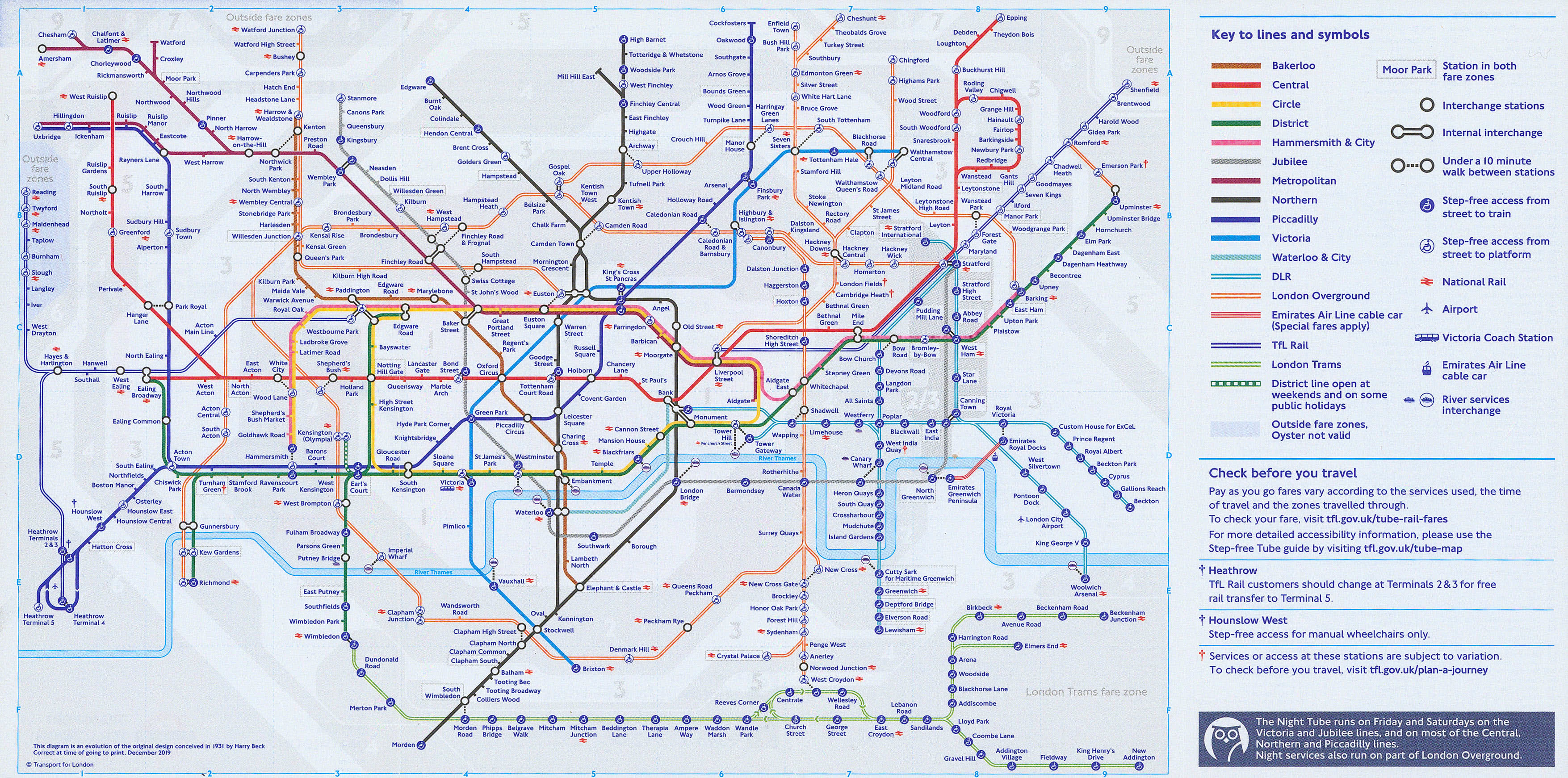 London Underground, London Underground Map, 2019 | The Map House