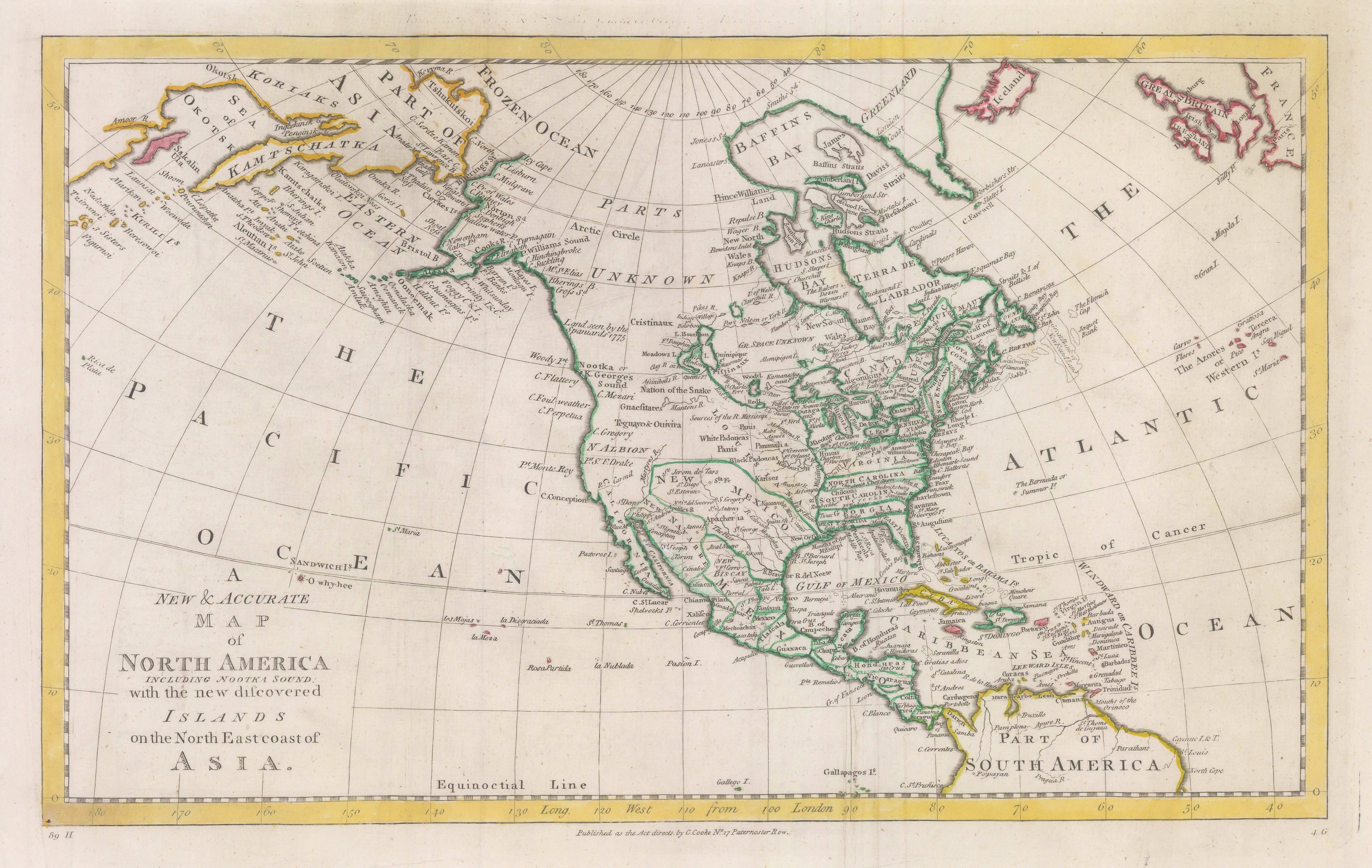 Charles Cooke, North America with Captain Cook's discoveries, 1792 c ...