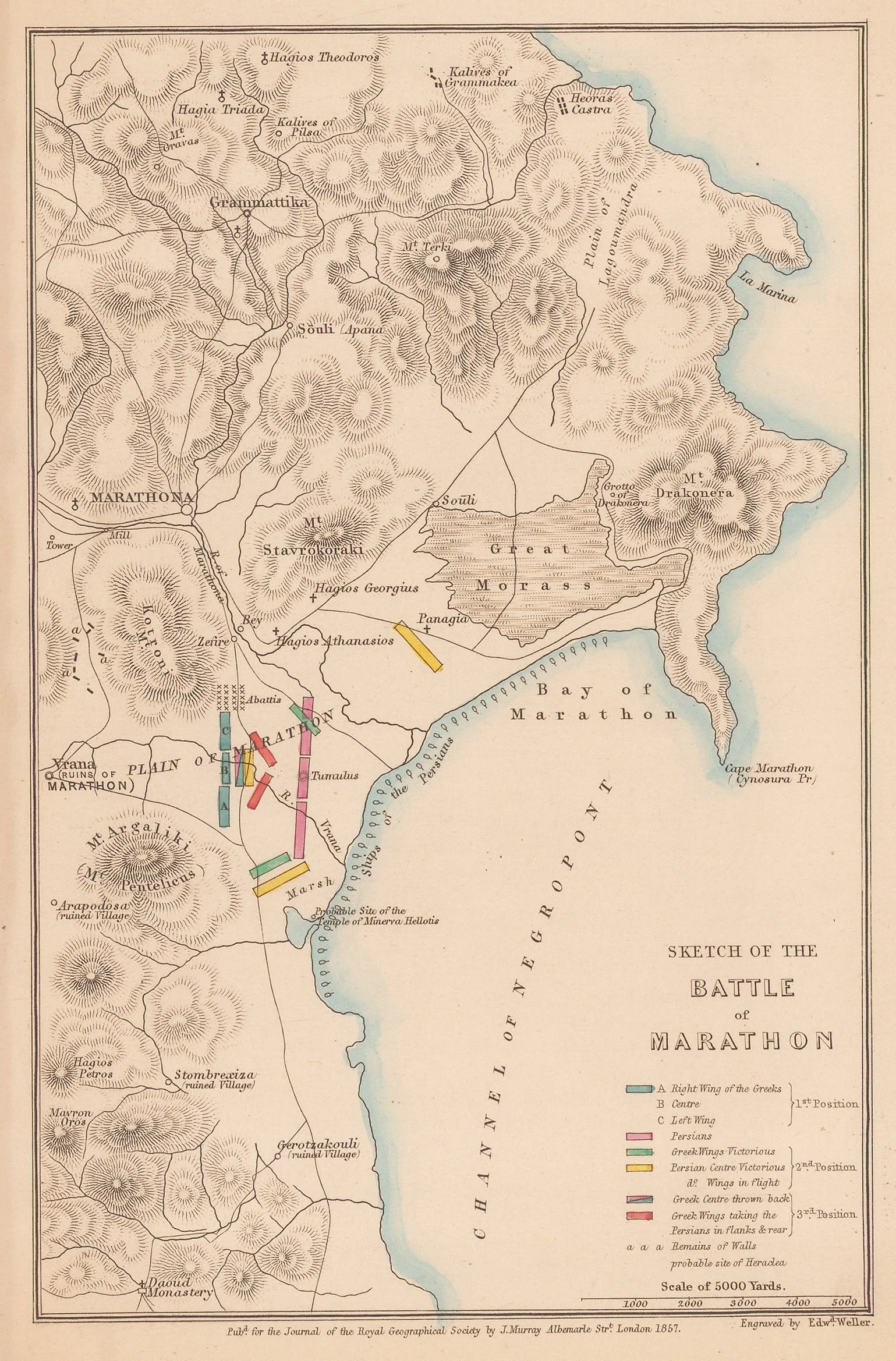 Royal Geographical Society (RGS), Sketch of the Battle of Marathon ...
