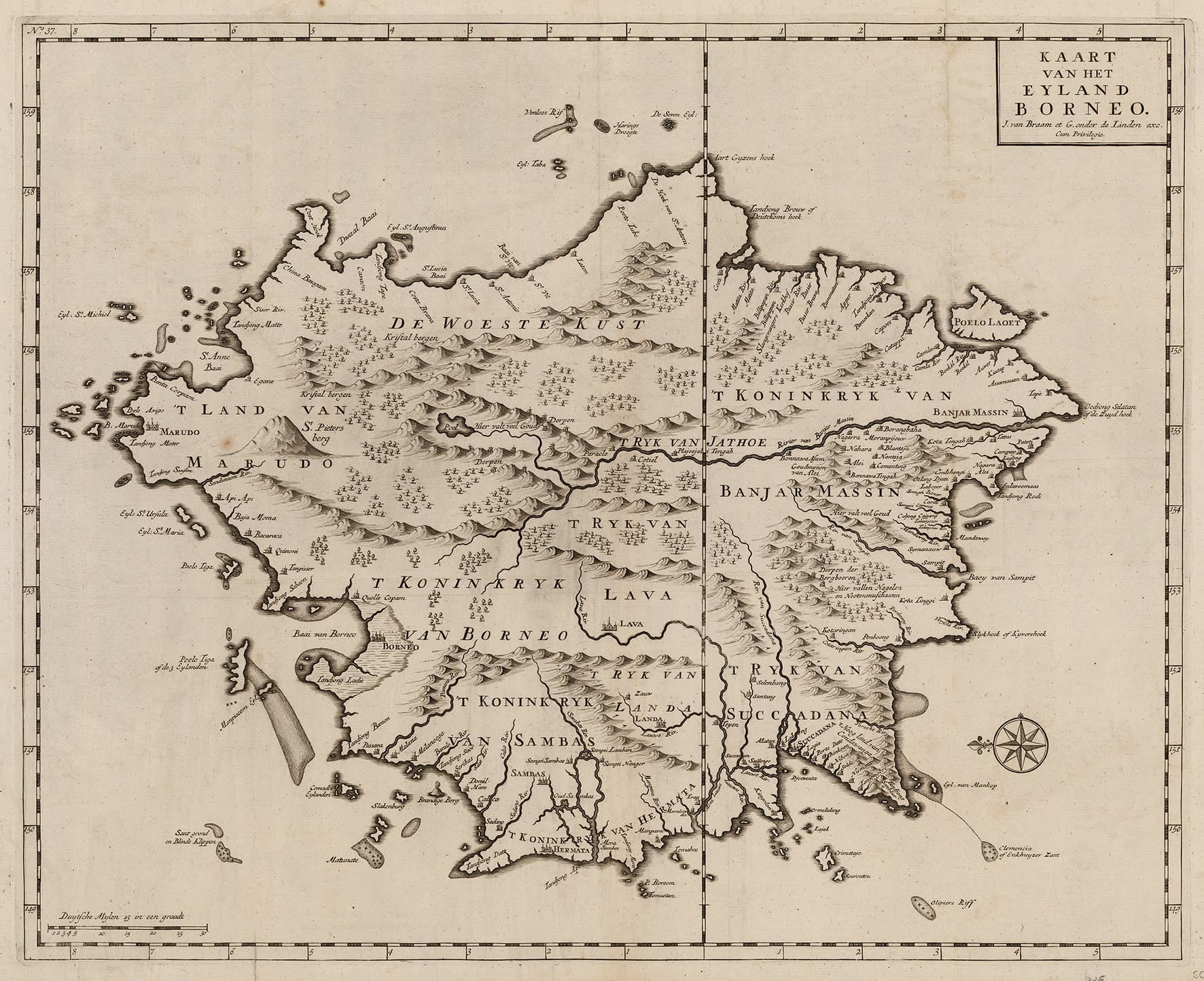 François Valentyn, Important map of Borneo , 1727 | The Map House