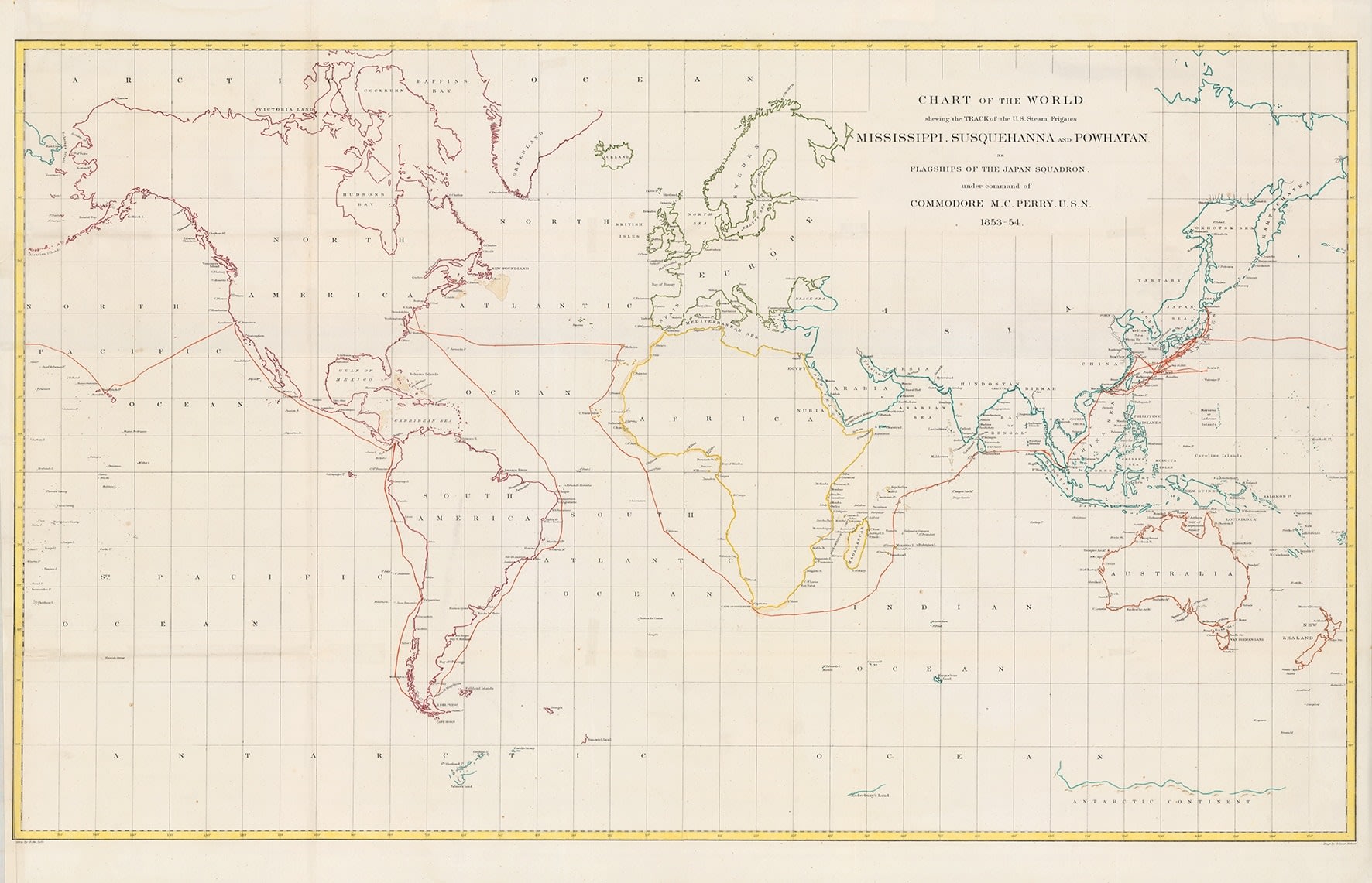 Matthew Perry, Chart of the World, 1856 | The Map House
