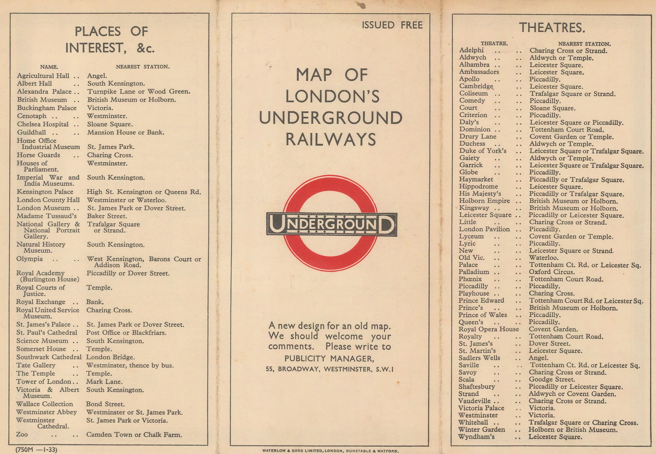 Harry Beck, [First Edition London Underground Map], 1933 | The Map House