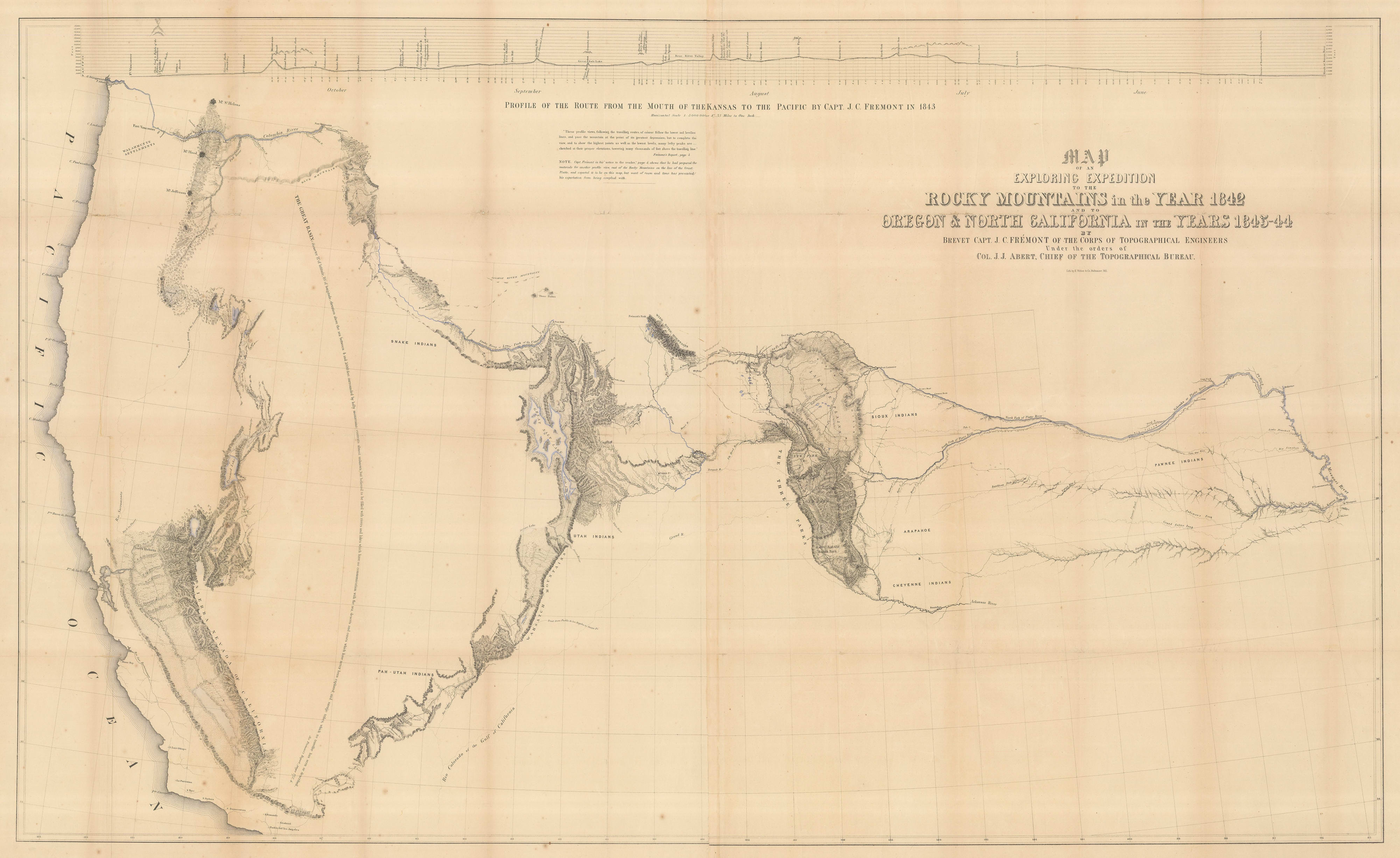 John C. Fremont, Map of an Exploring Expedition to the Rocky Mountains ...