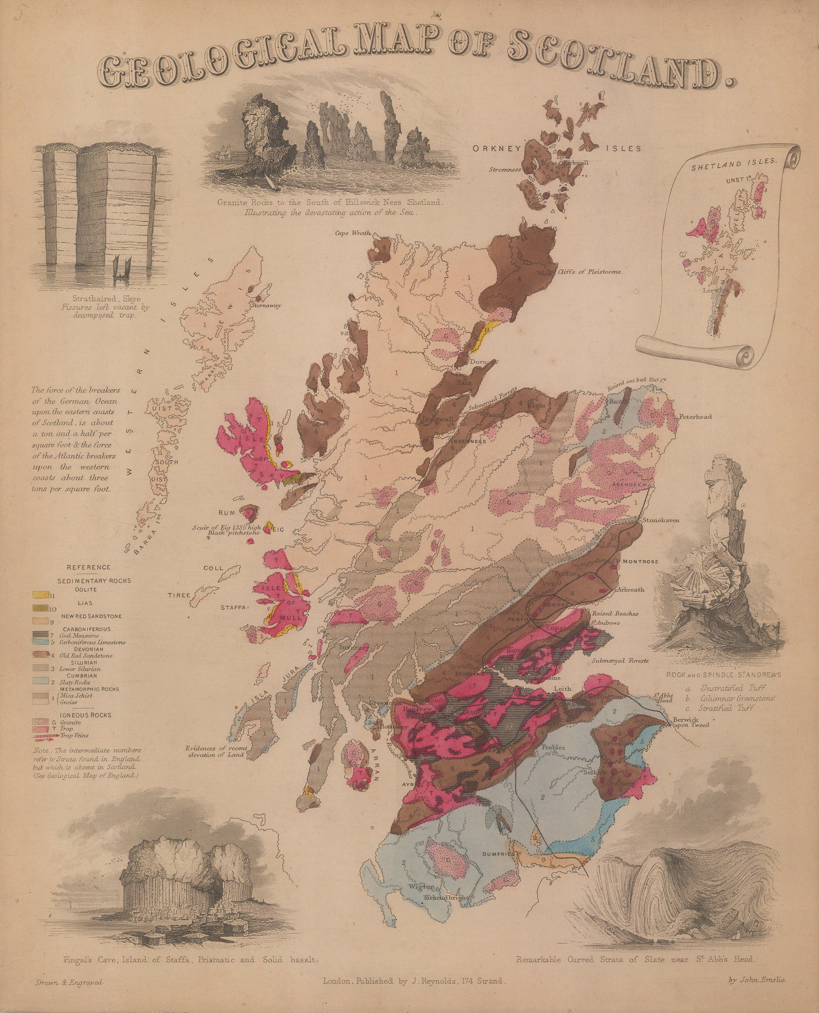 James Reynolds, Geological map of Scotland, 1850 c | The Map House