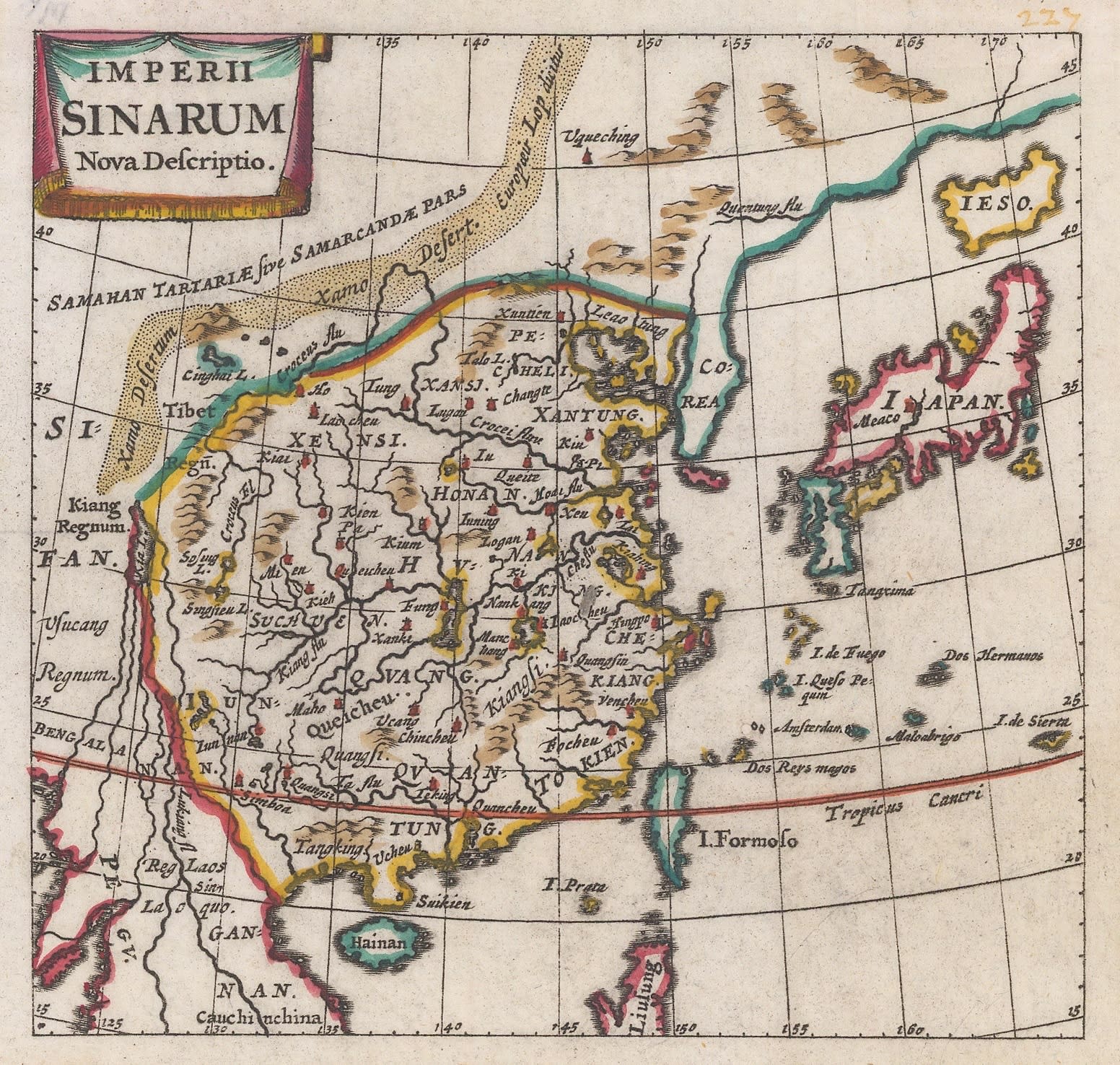 Pierre Duval, Miniature map of China and Japan, 1686 | The Map House