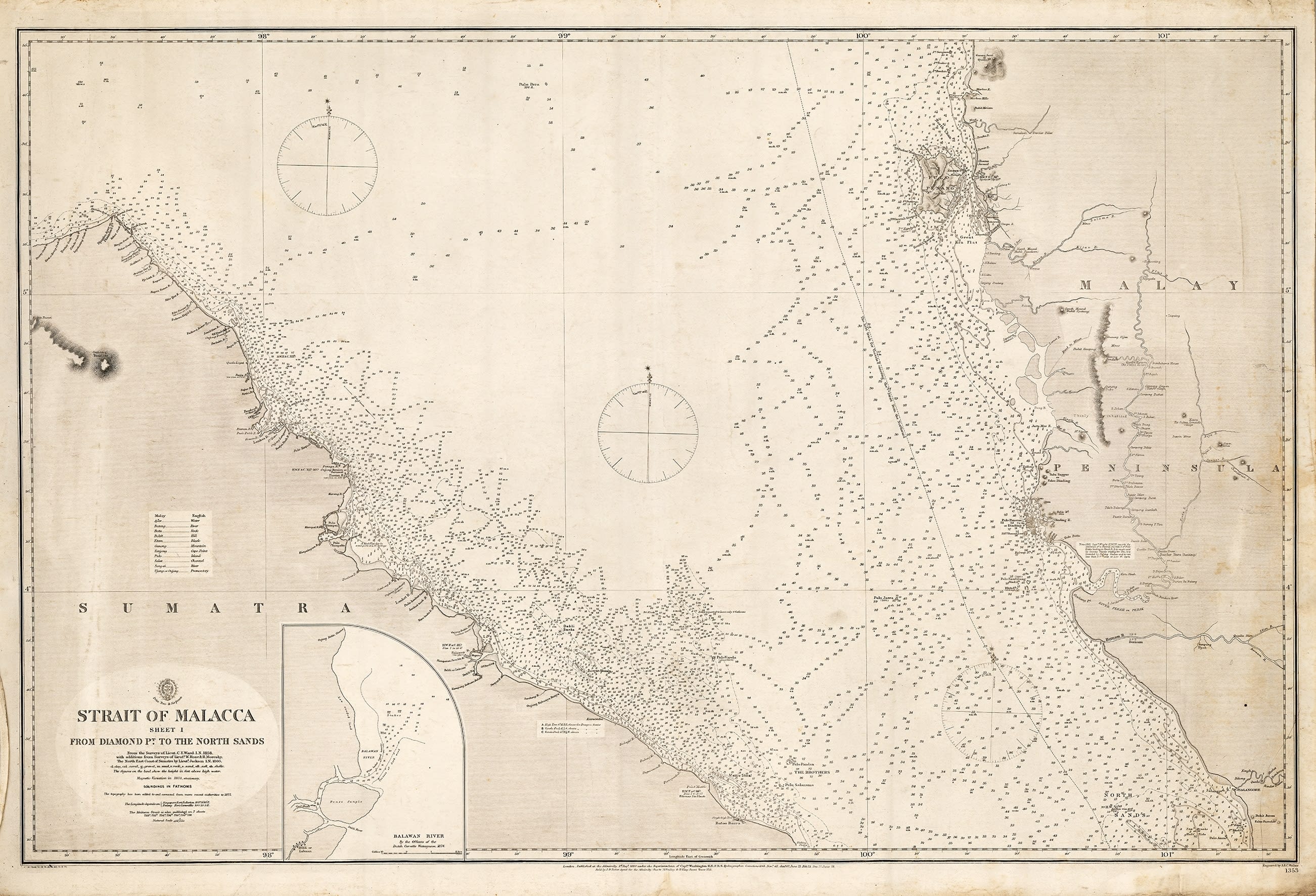 British Admiralty, Strait of Malacca. From Diamond Pt. to the North ...