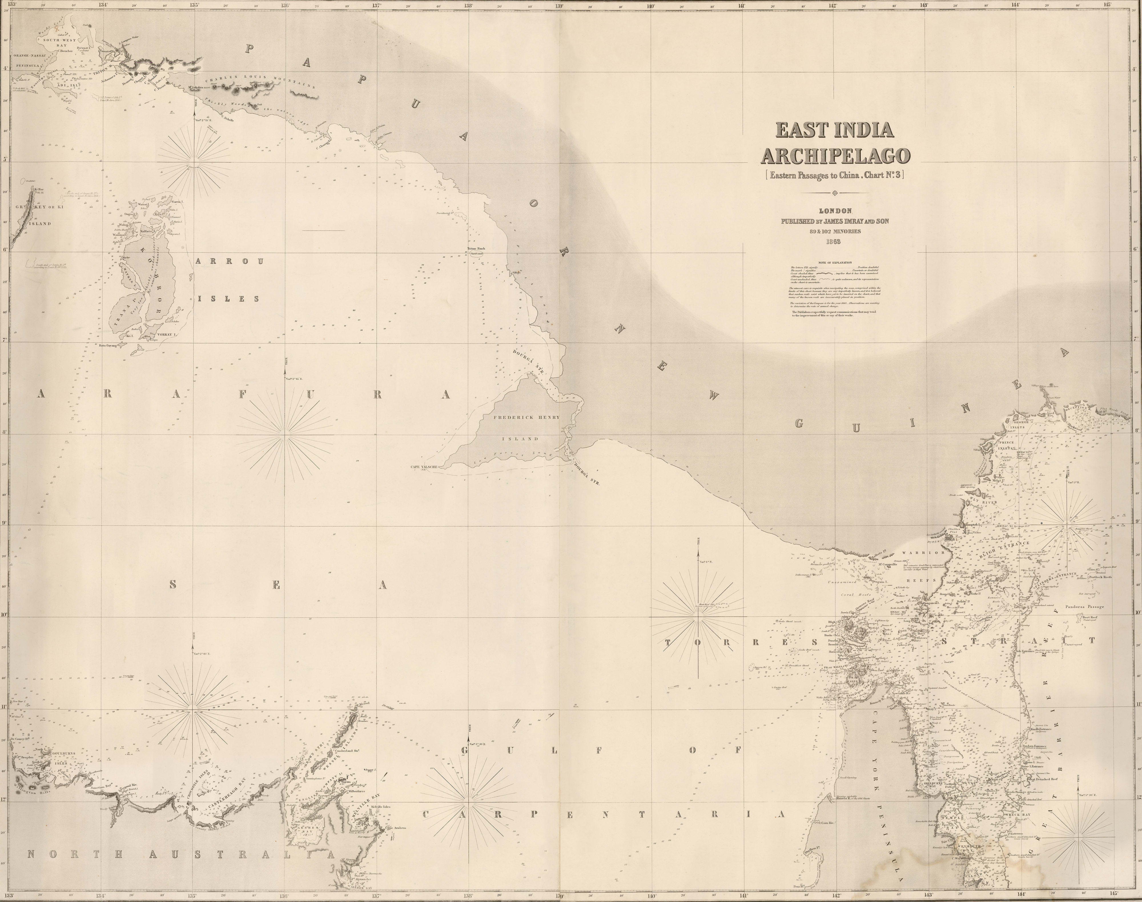 James Imray, Torres Strait and New Guinea, 1863 | The Map House
