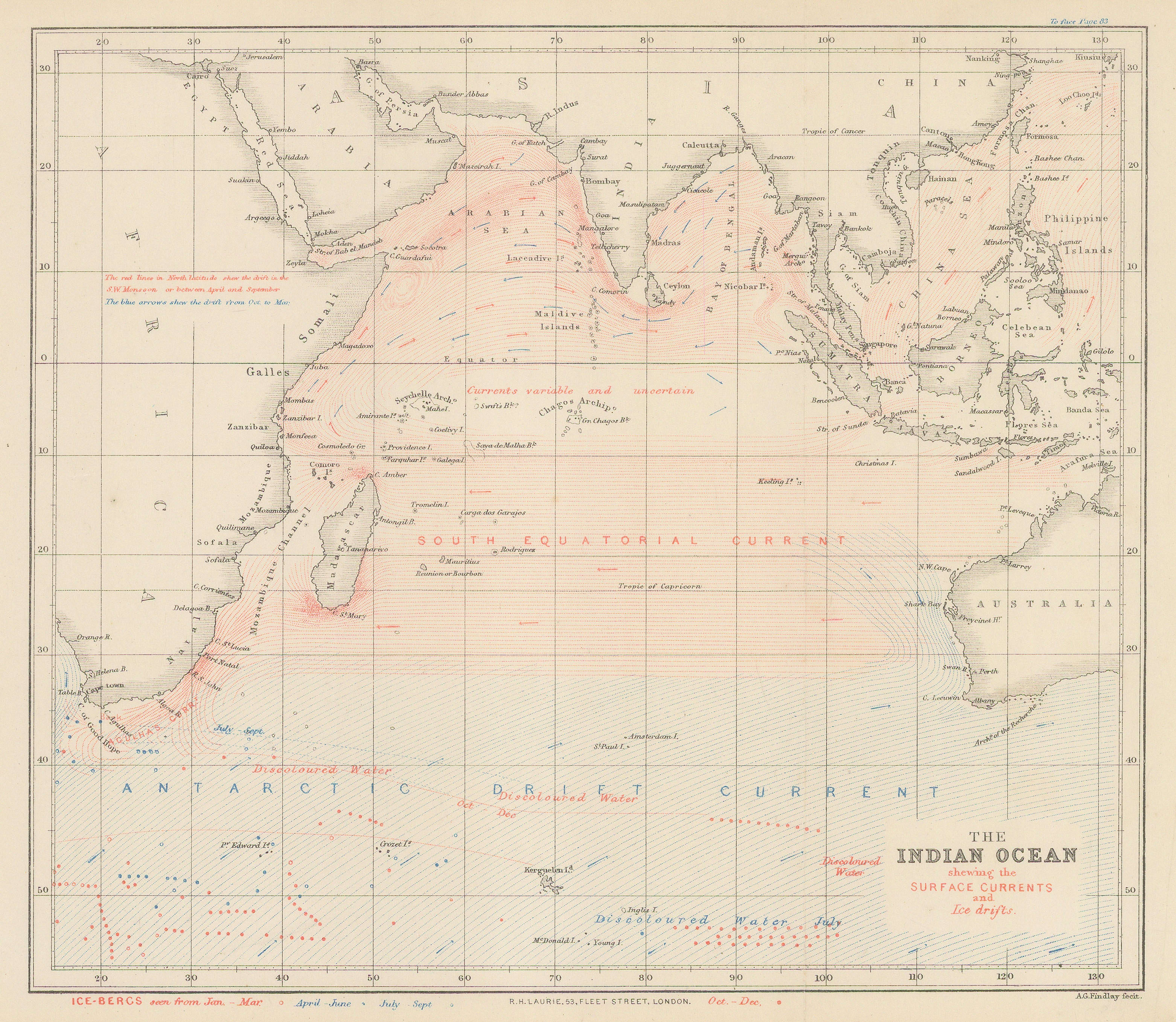 James Imray, The Indian Ocean, 1882 | The Map House