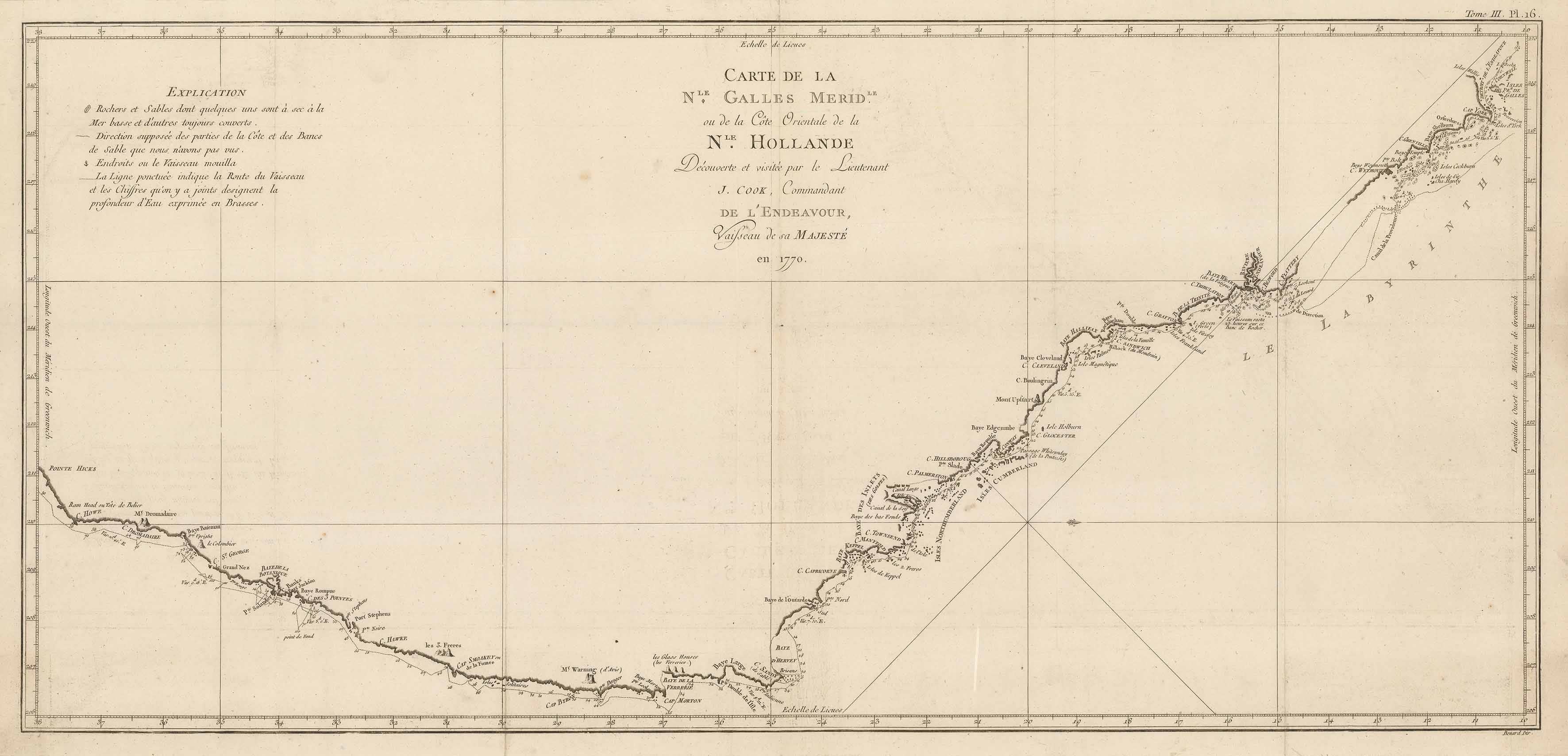 Capt. James Cook, James Cook's Map of New South Wales & Queensland ...