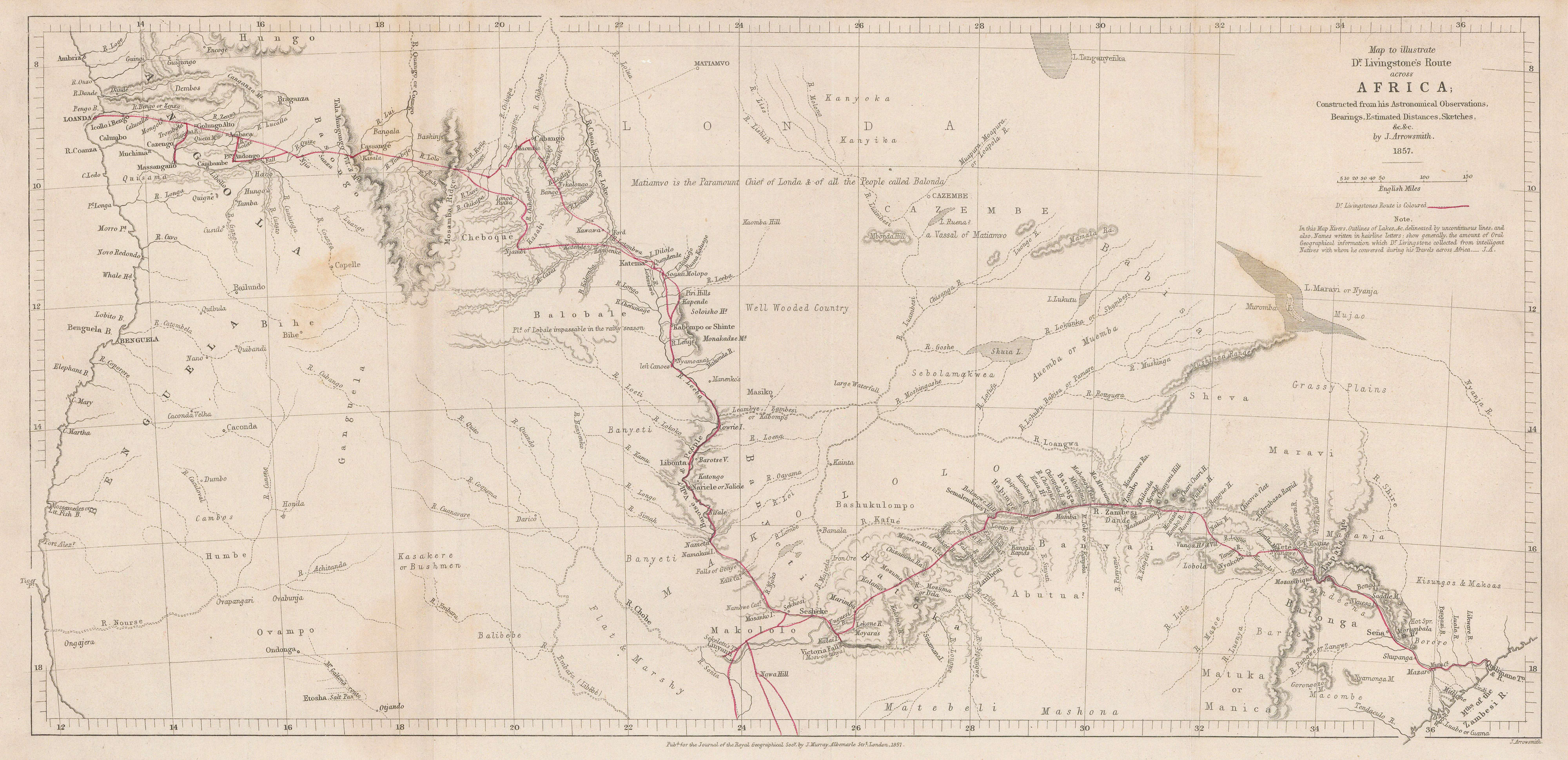 Royal Geographical Society (RGS), Map to Illustrate Dr. Livingstone's ...