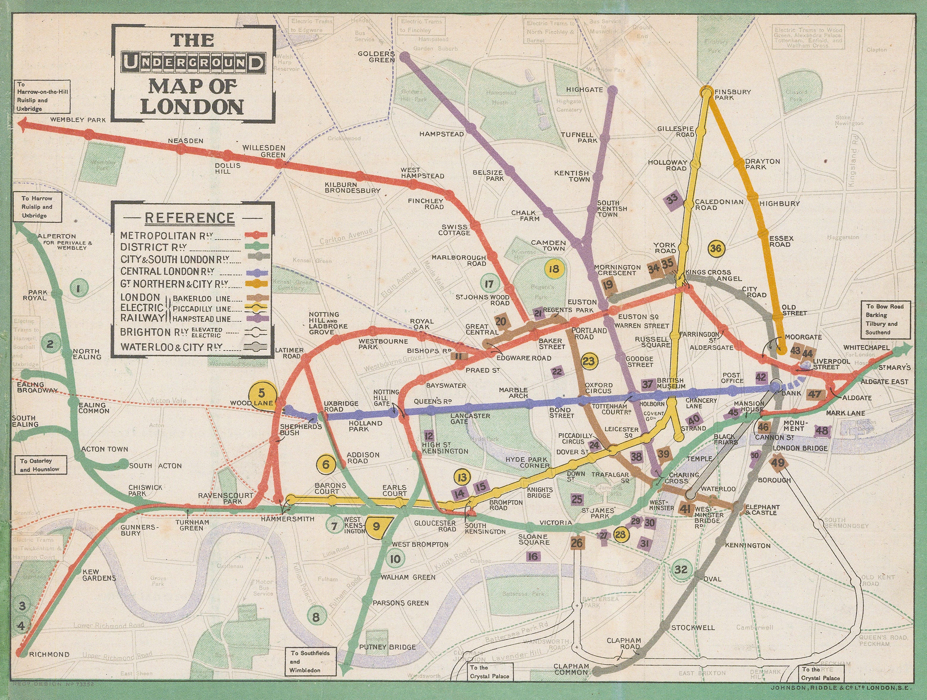 London Underground, The Underground Map of London, 1911 | The Map House