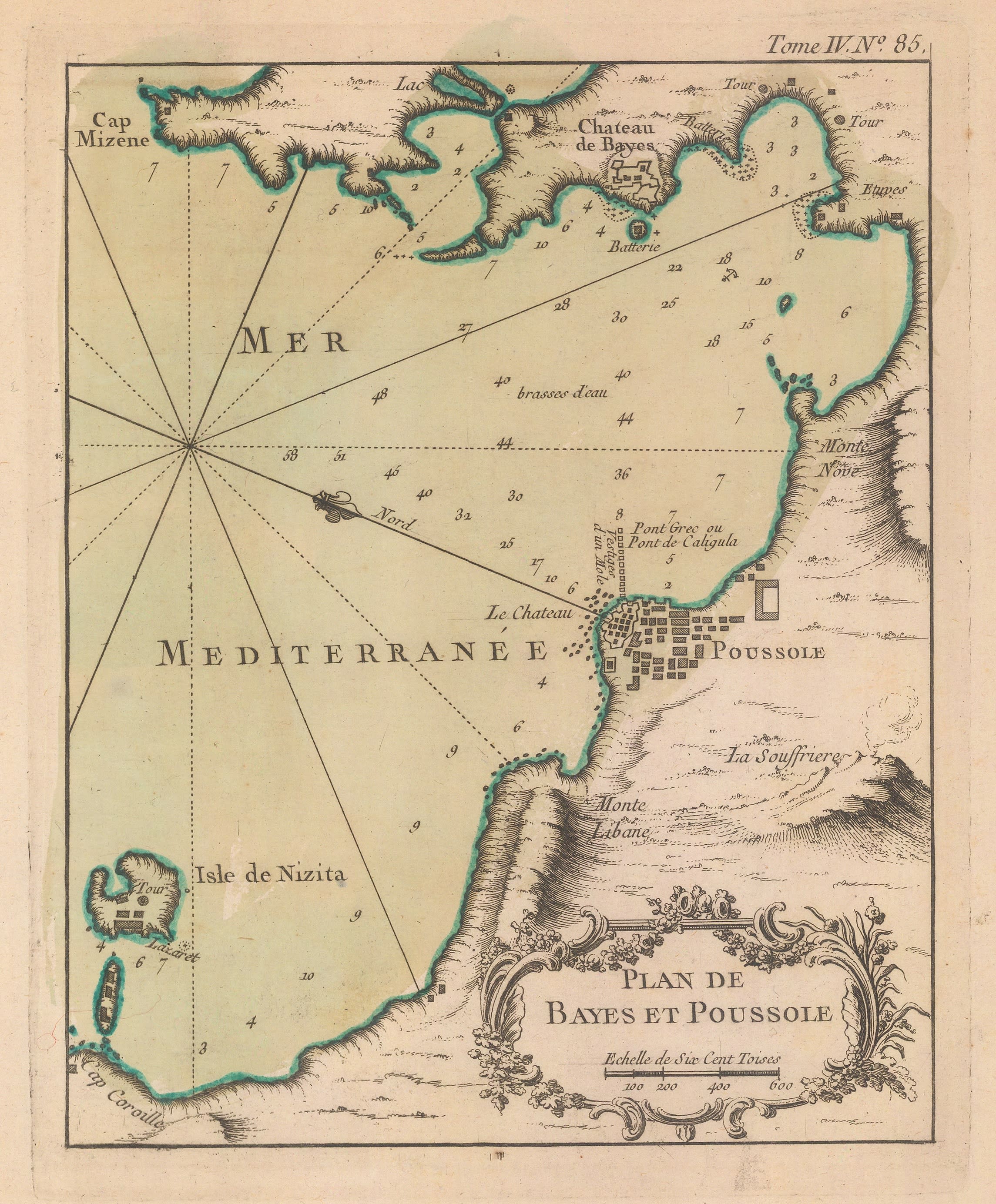 Jacques-Nicolas Bellin, Pozzuoli, Bay of Naples, 1764 | The Map House