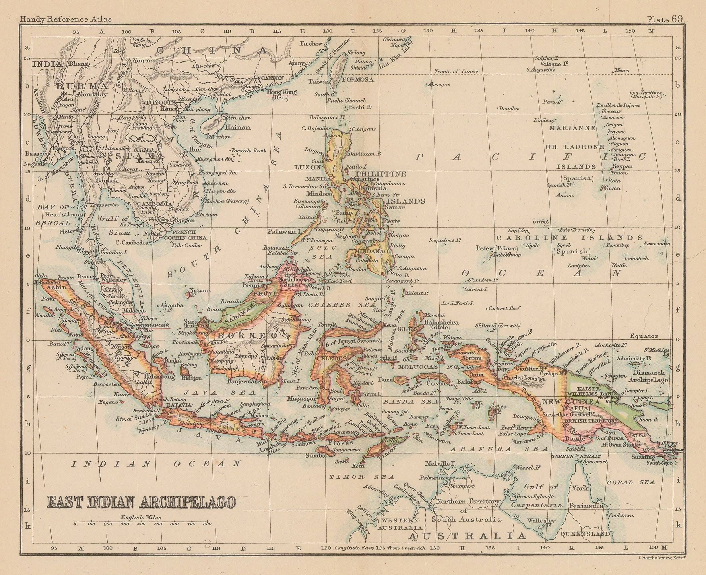 John Bartholomew, Southeast Asia, 1887 | The Map House