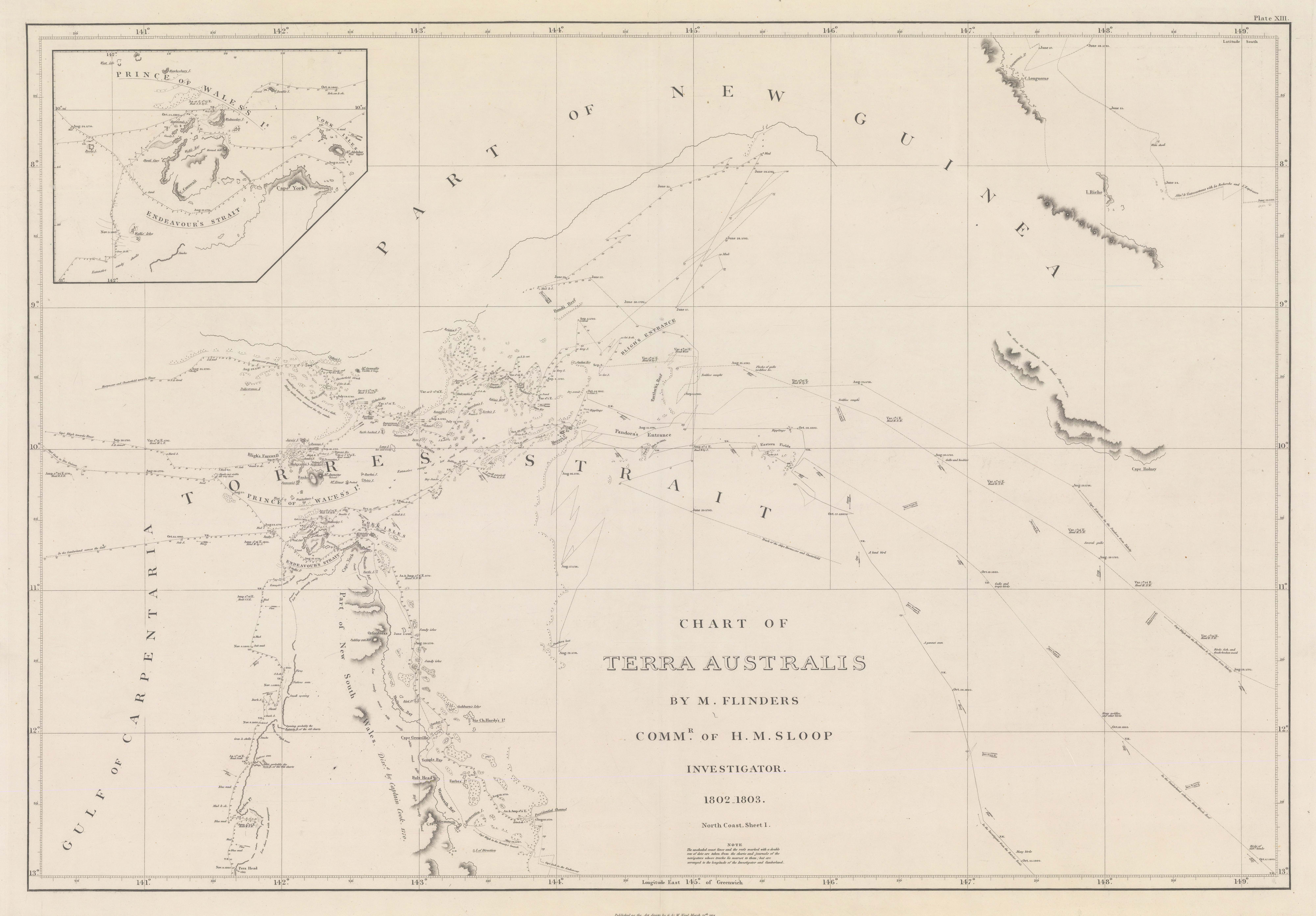 Matthew Flinders, Sea Chart of the Torres Strait, 1814 | The Map House