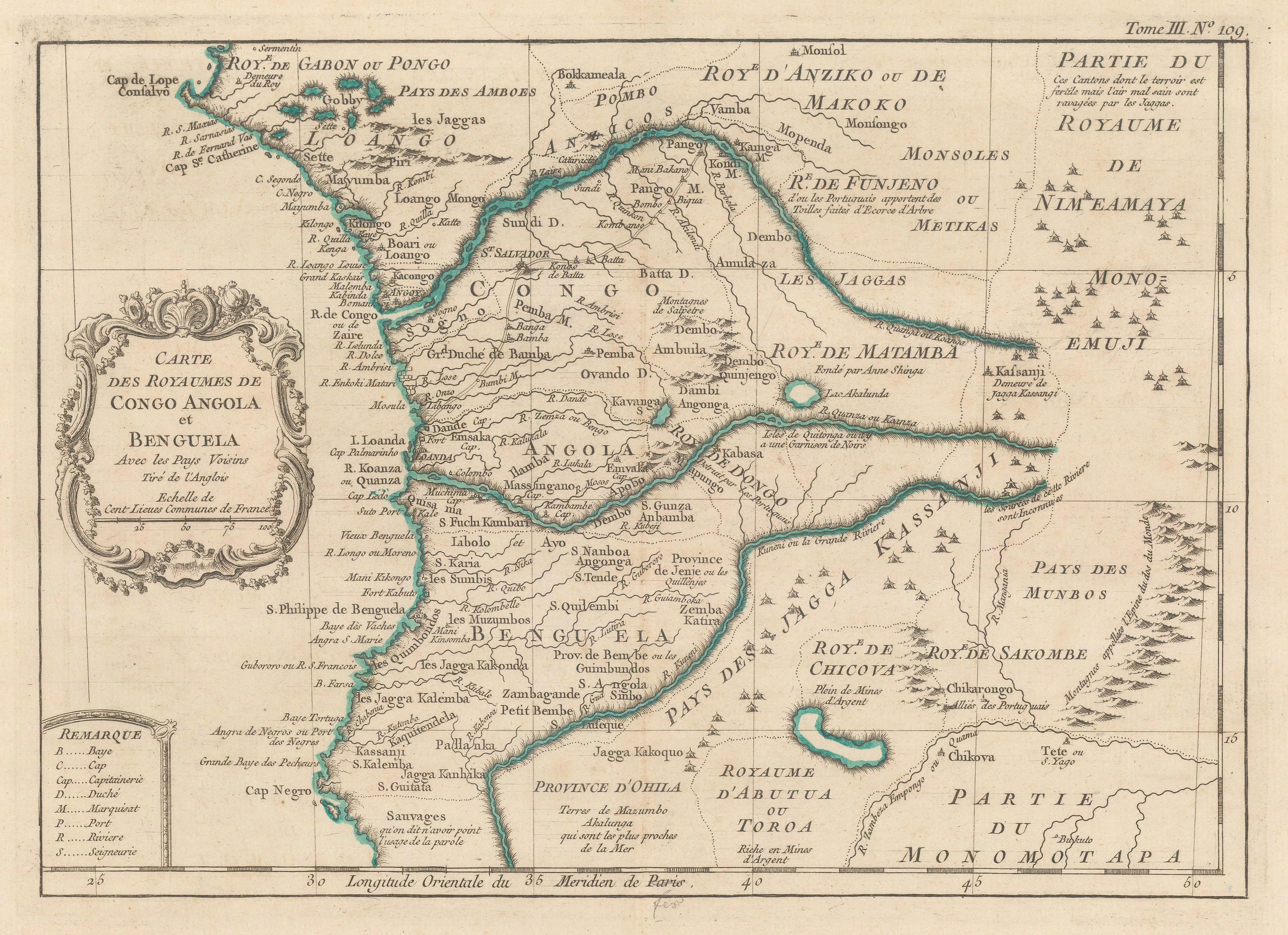 Jacques-Nicolas Bellin, Kingdoms of Congo & Angola, 1764 | The Map House