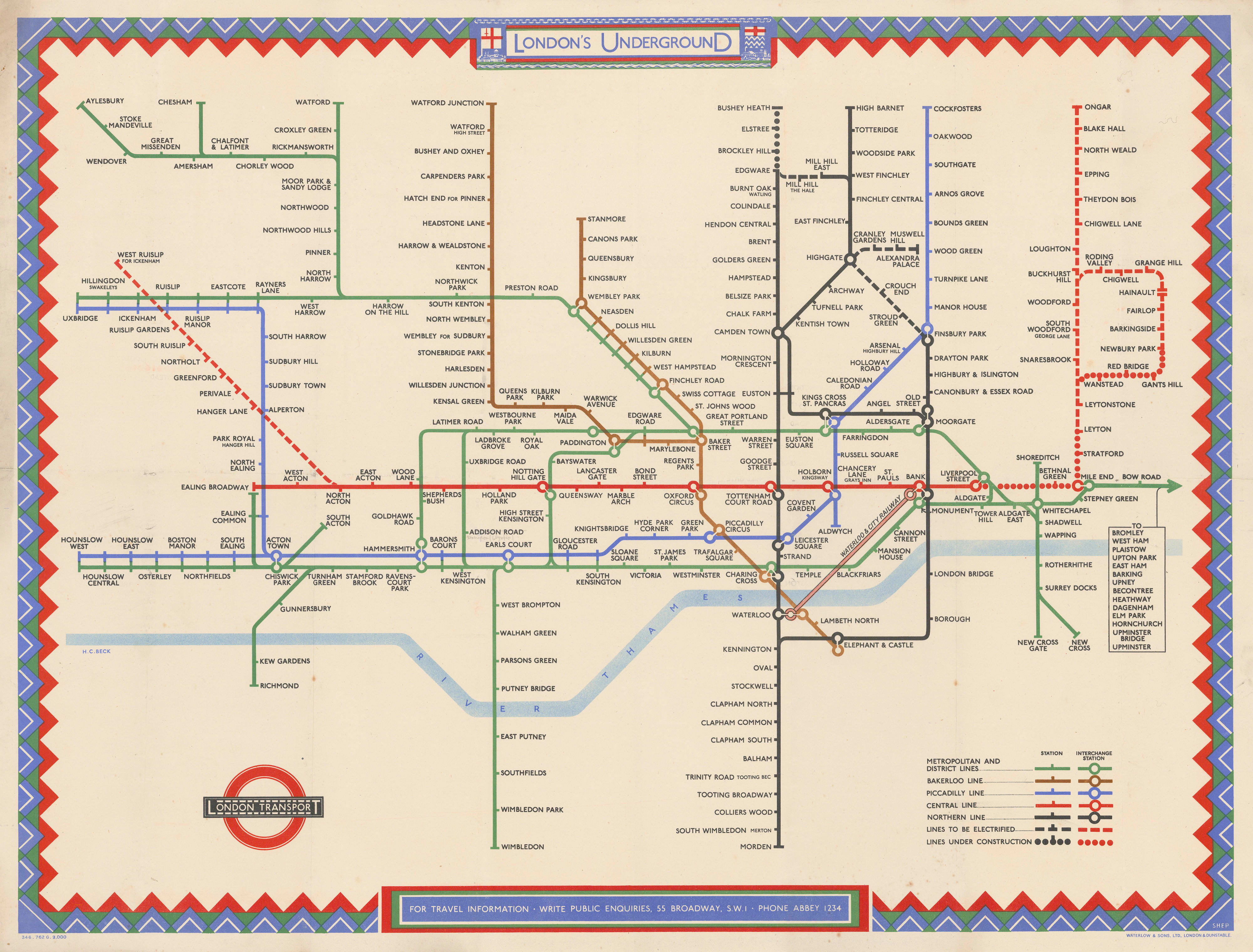 Harry Beck, Quad Foolscap Poster with Shepherd Border, 1946 | The Map House