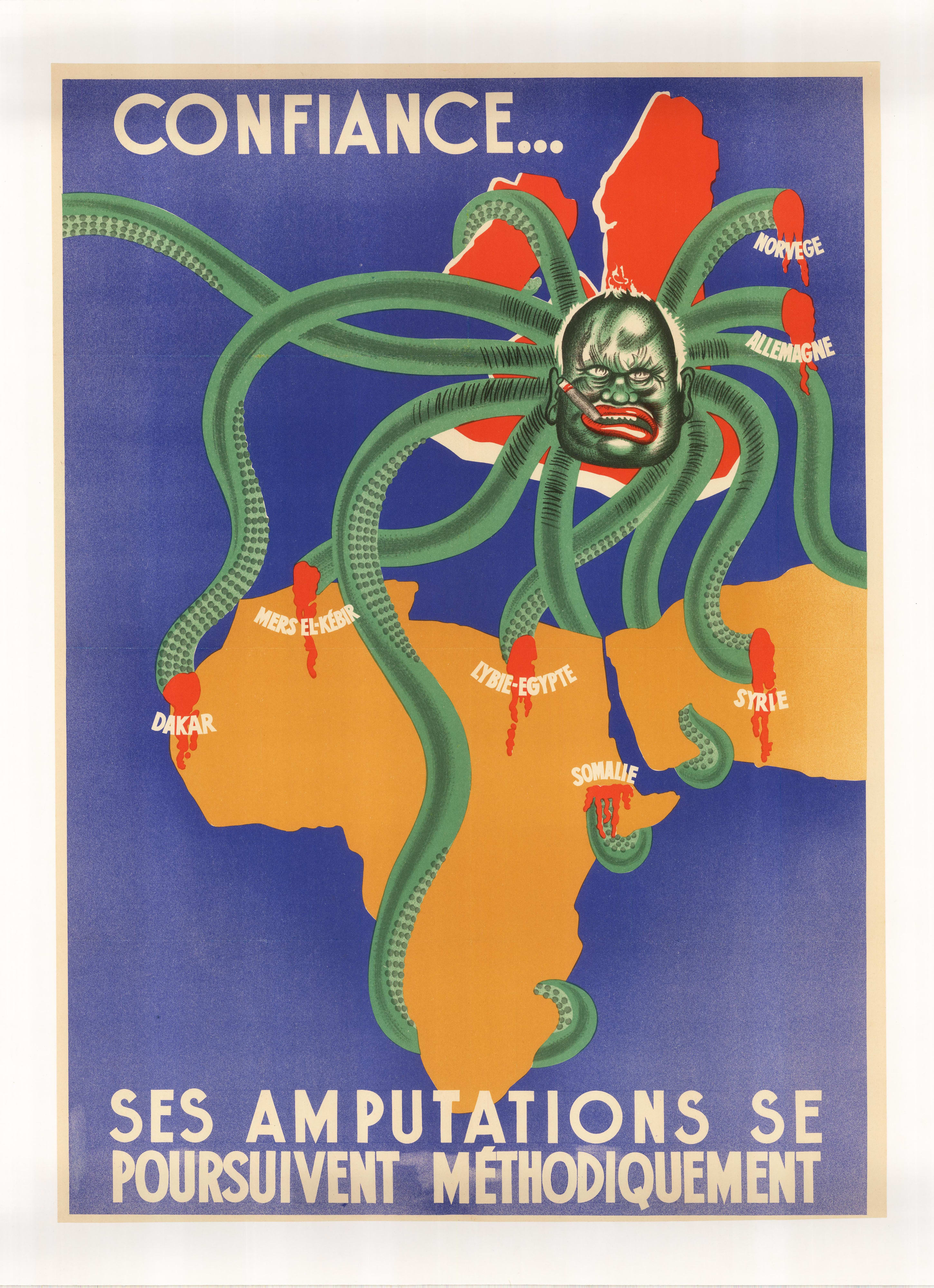 S.P.K., Vichy French Churchill Octopus Map, 1942 | The Map House