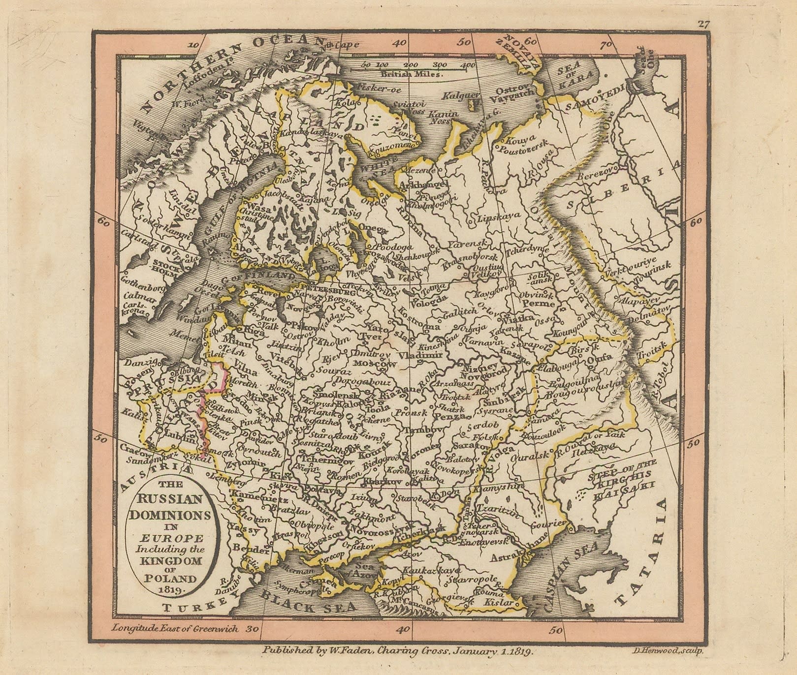 William Faden, The Russian Dominions in Europe, 1819 | The Map House