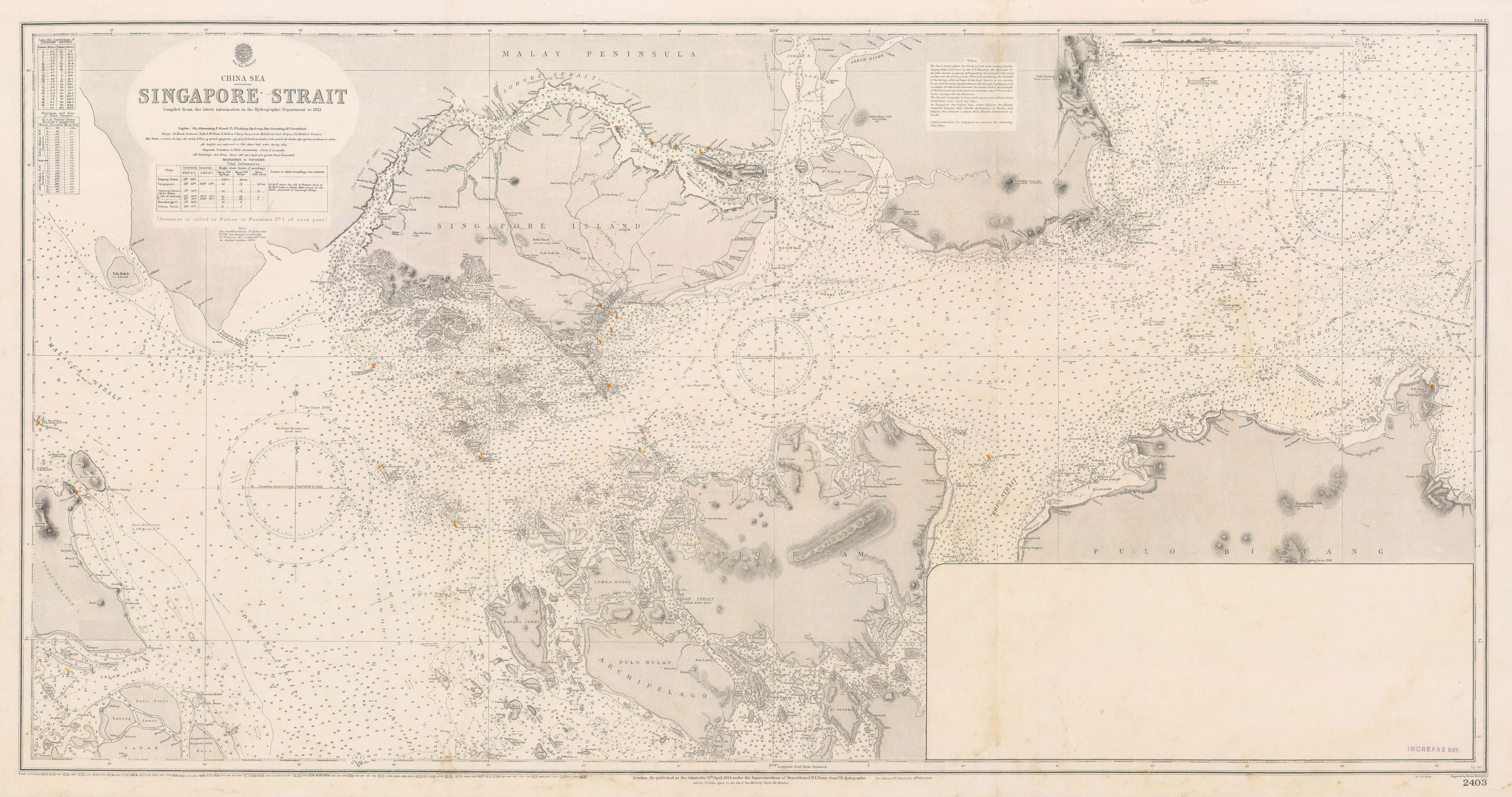 British Admiralty, Singapore Strait Sea Chart, 1927 | The Map House
