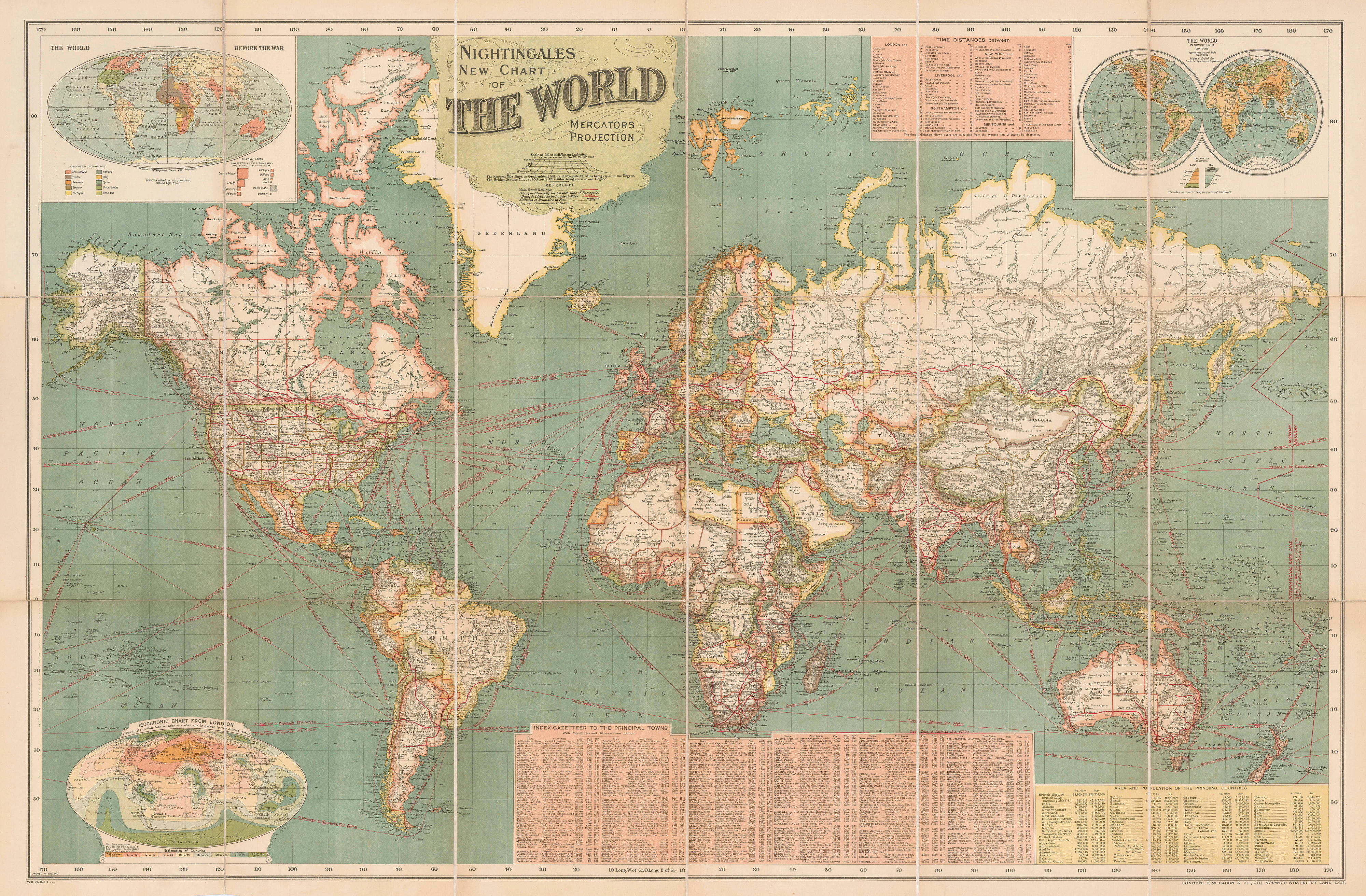 George W. Bacon, Nightingale's New Chart of the World, 1922 c. | The ...