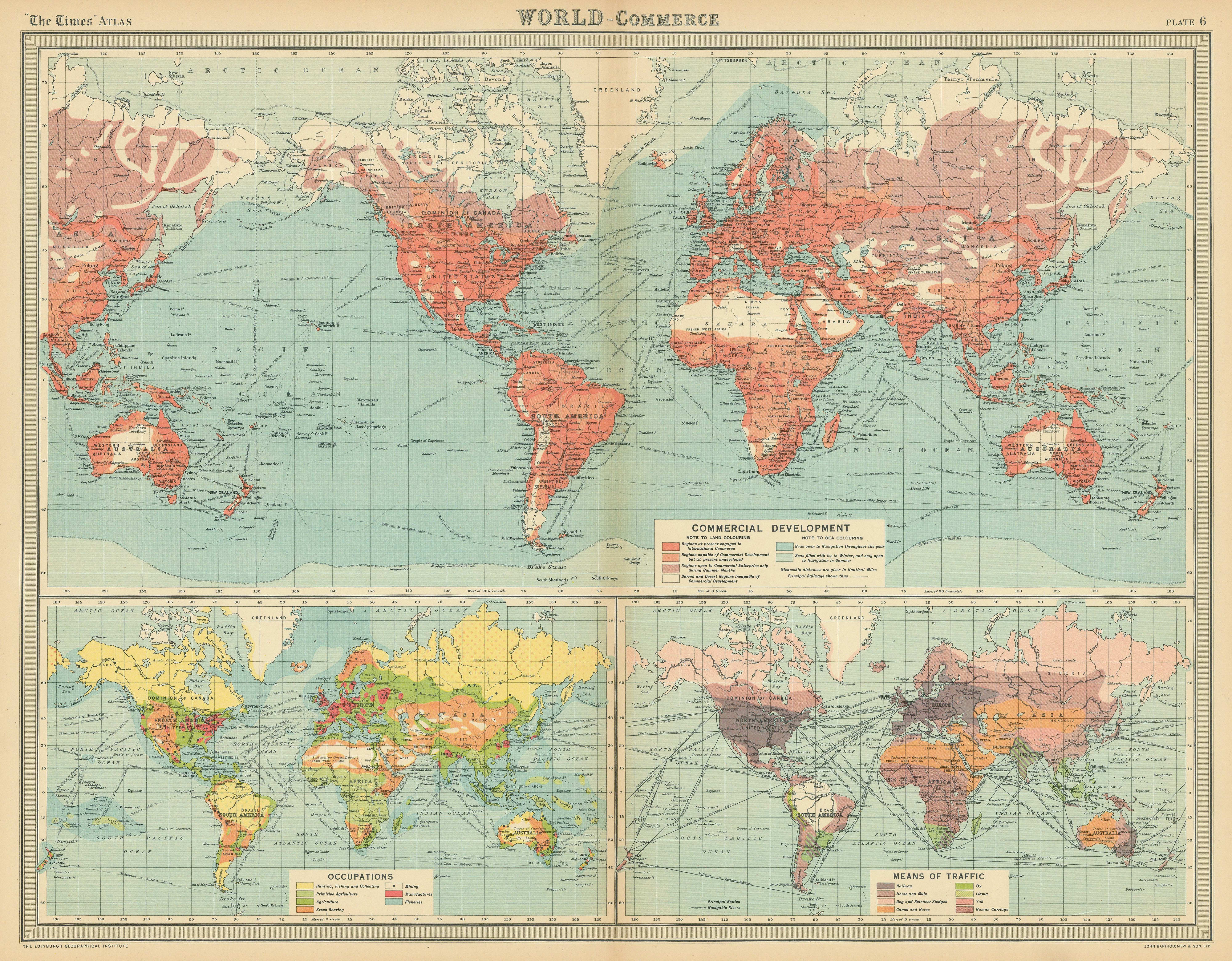 John Bartholomew & Son, World Commerce Maps, 1922 | The Map House