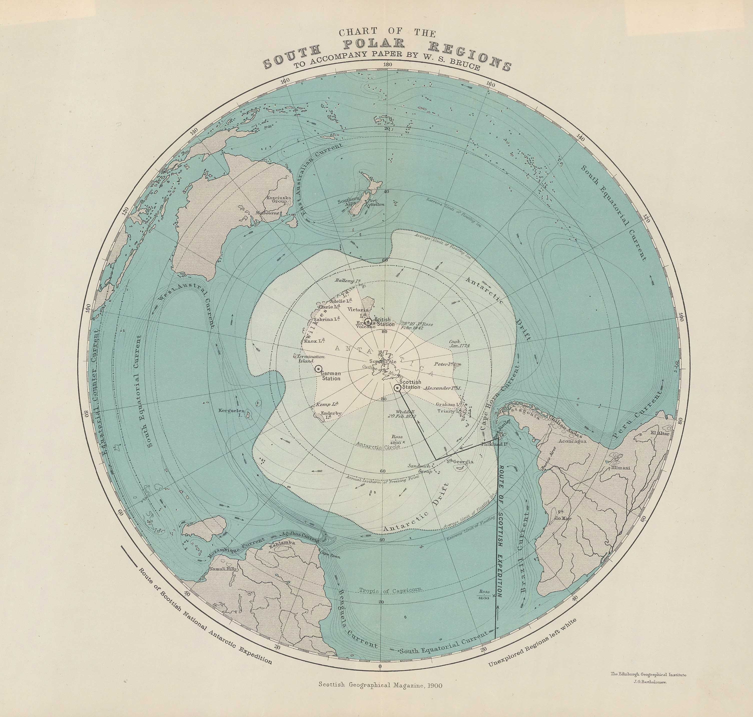 Scottish Geographical Society (SGS), Chart of the South Polar Regions ...