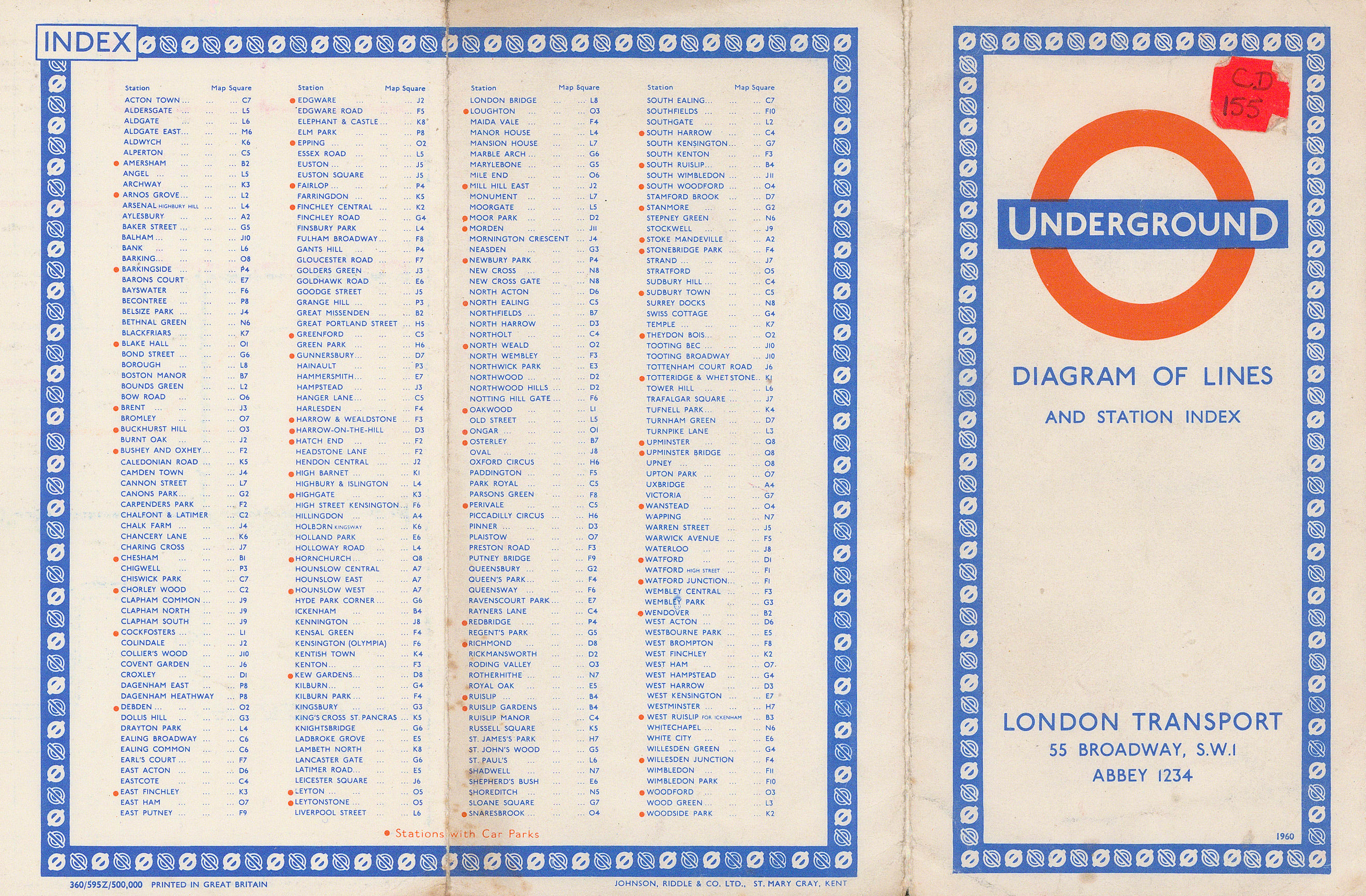 Harry Beck, Harry Beck's Final Tube Map, 1960 | The Map House