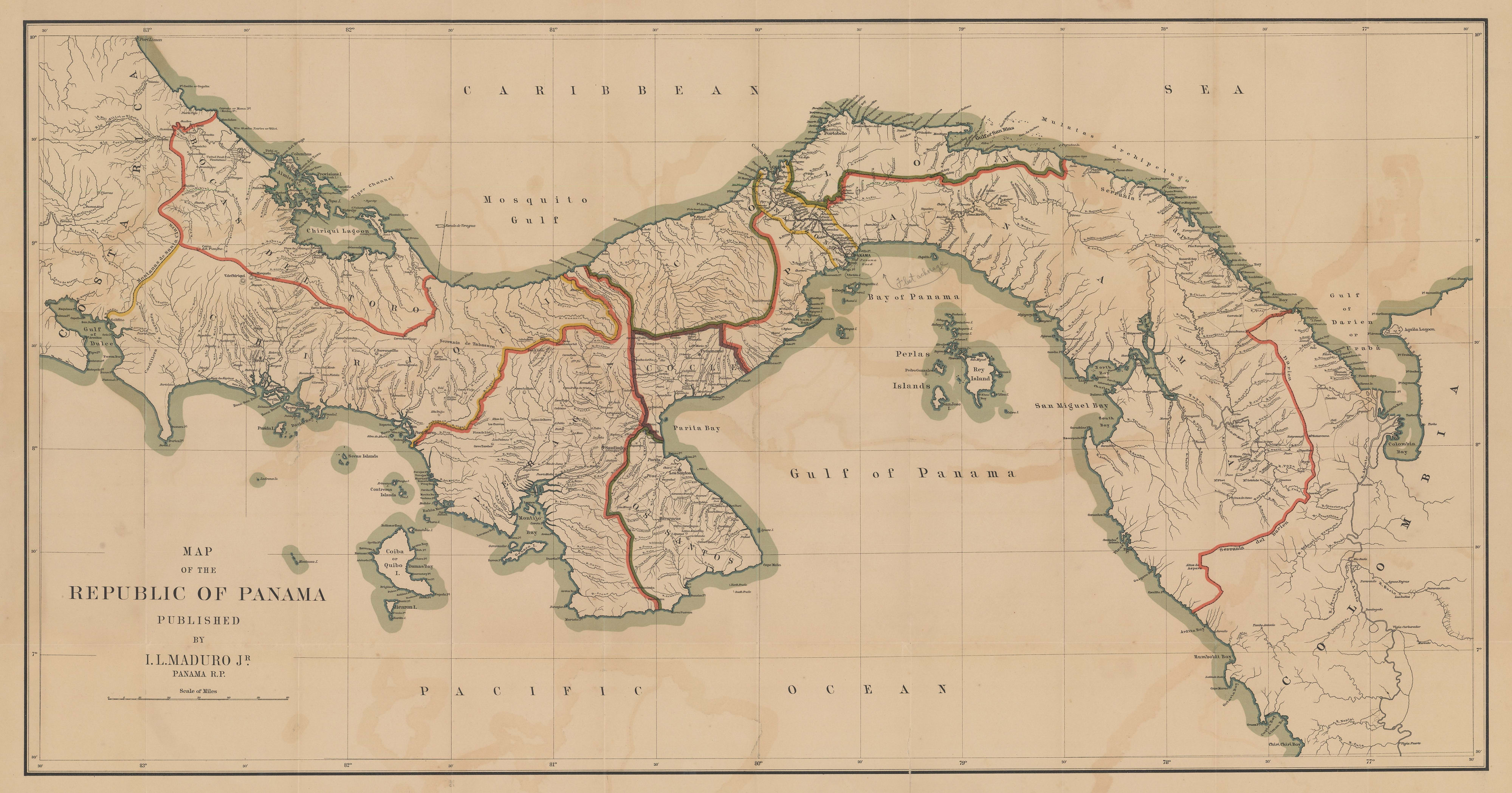 I.L. Maduro Jr., Map of the Republic of Panama, 1915 c. | The Map House