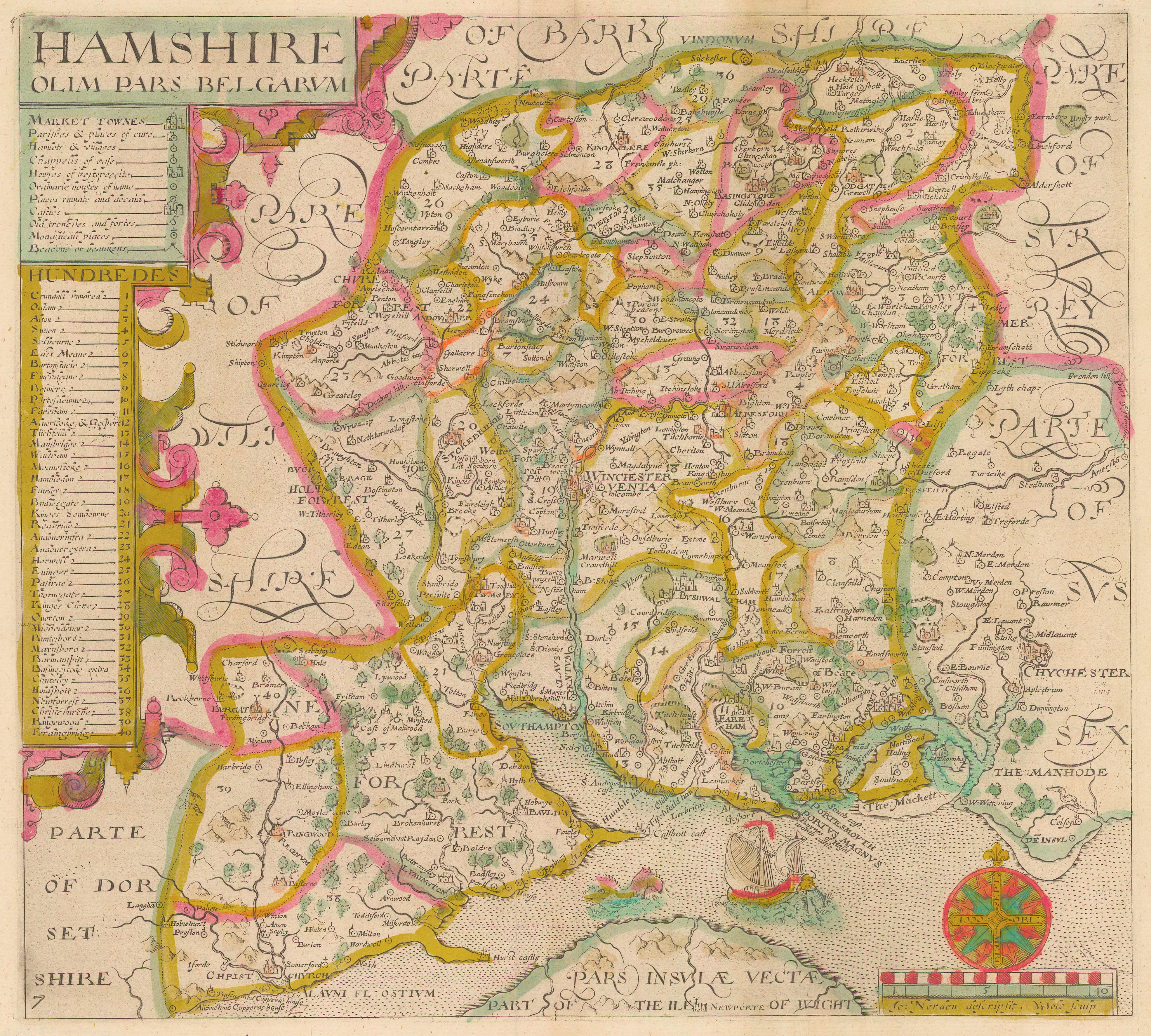 John Norden & William Hole, Hampshire, 1637 | The Map House