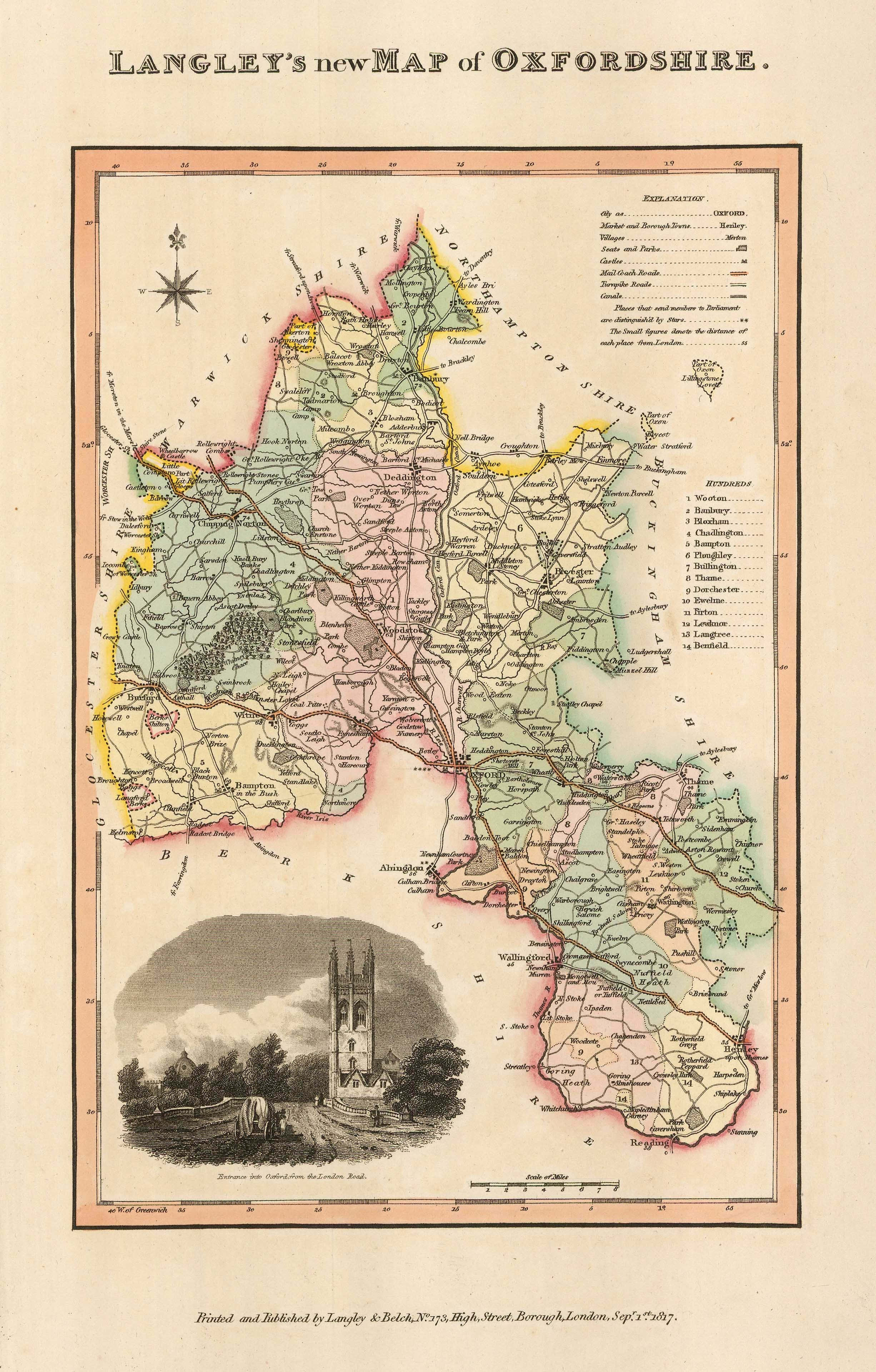 Langley & Belch, Langley's New Map of Oxfordshire, 1817 | The Map House