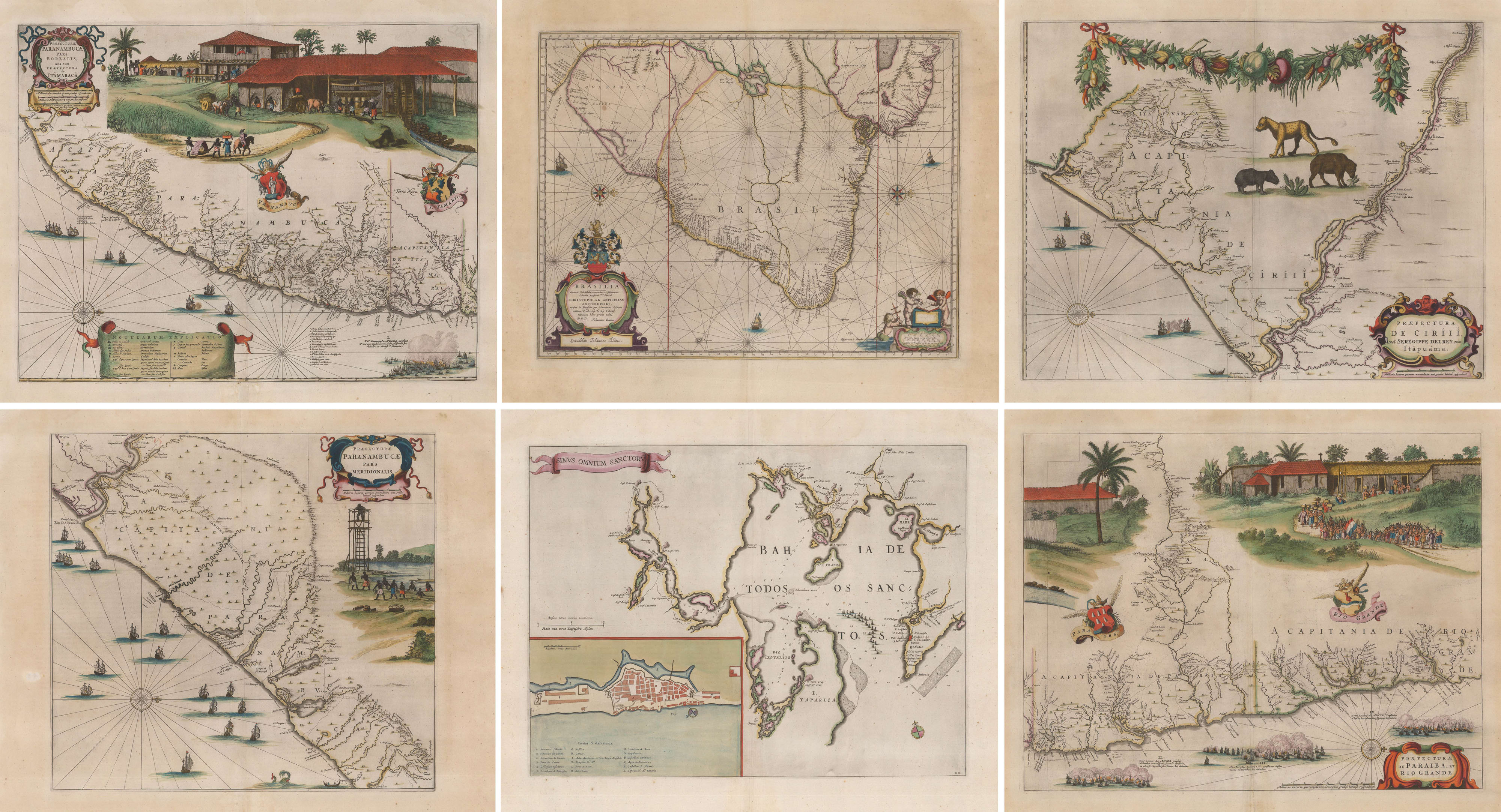 Jan Blaeu, Blaeu's Spectacular Maps of Brazil [set of 6], 1662 | The ...